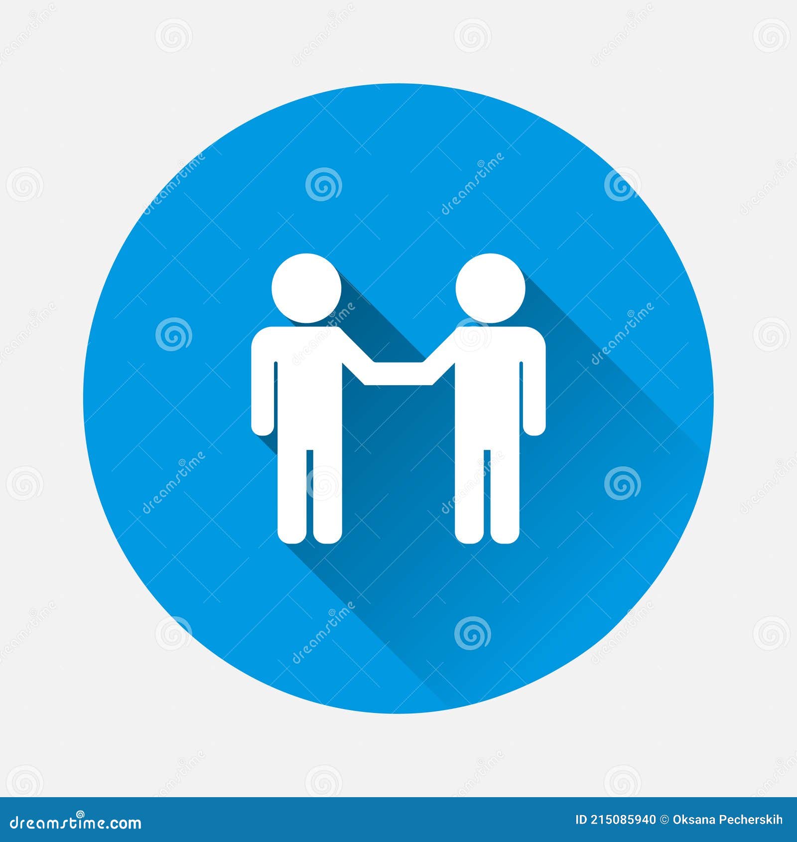 Vector Icon Two People Businessman Greet Icon on Blue Background. Flat ...