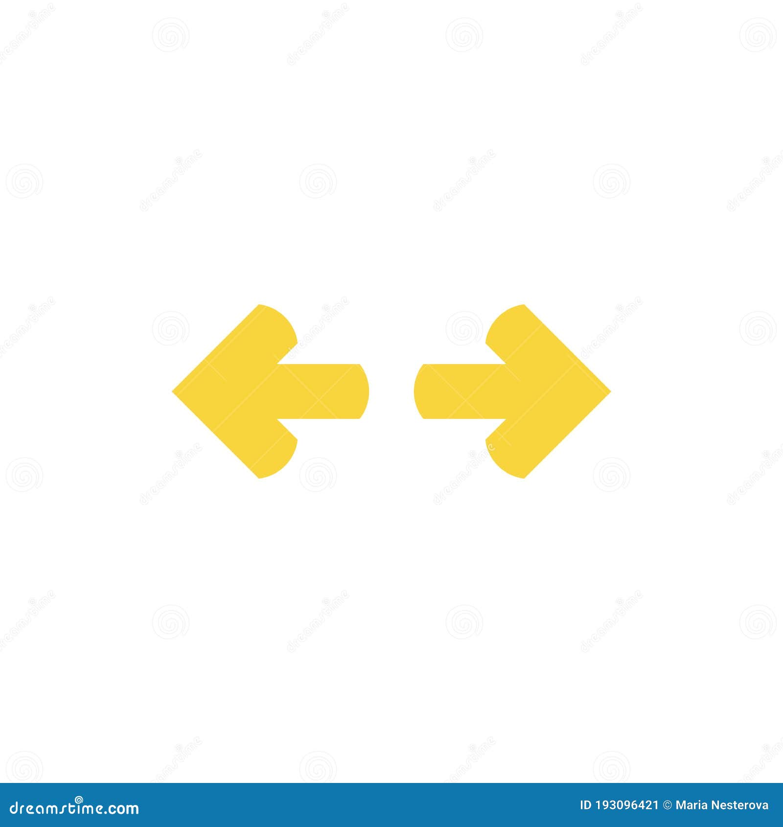 Vector Icon. Two Yellow Opposite Horizontal Arrows Isolated on White ...