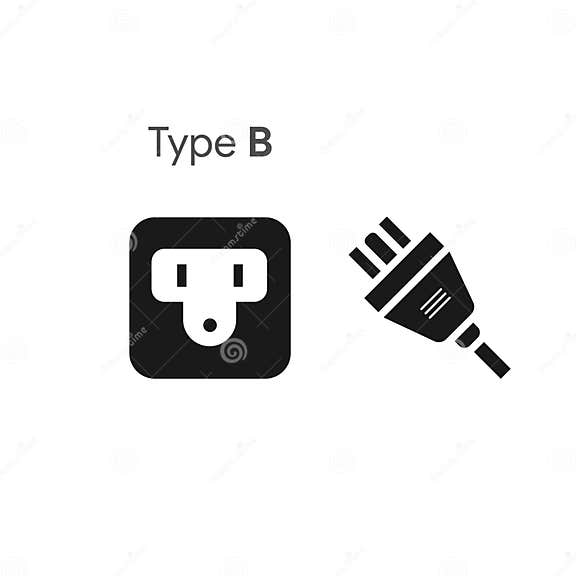 Vector Icon of a Type B Electrical Outlet and an Electric Plug. Flat ...