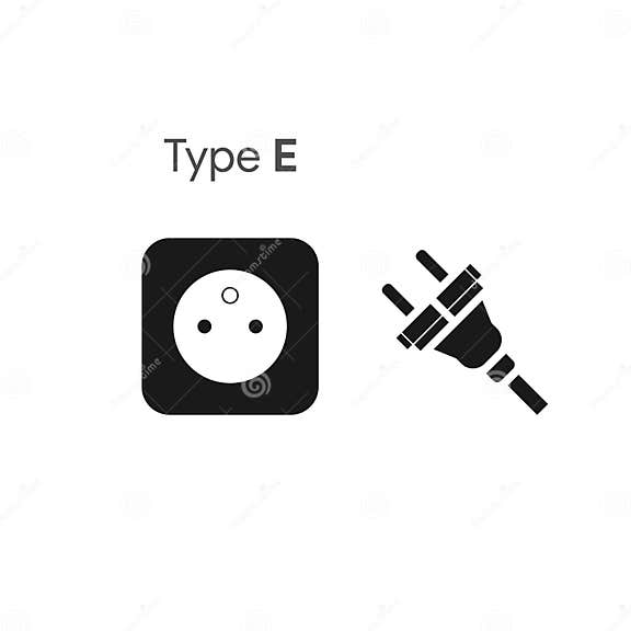 Vector Icon of a Type E Electrical Outlet and an Electric Plug. Flat ...