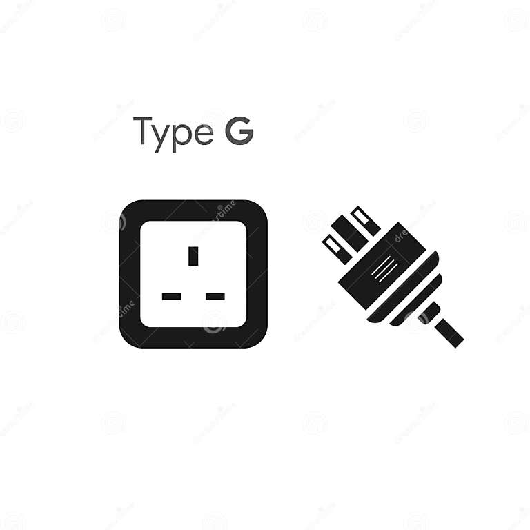 Vector Icon of a Type G Electrical Outlet and an Electric Plug. Flat ...