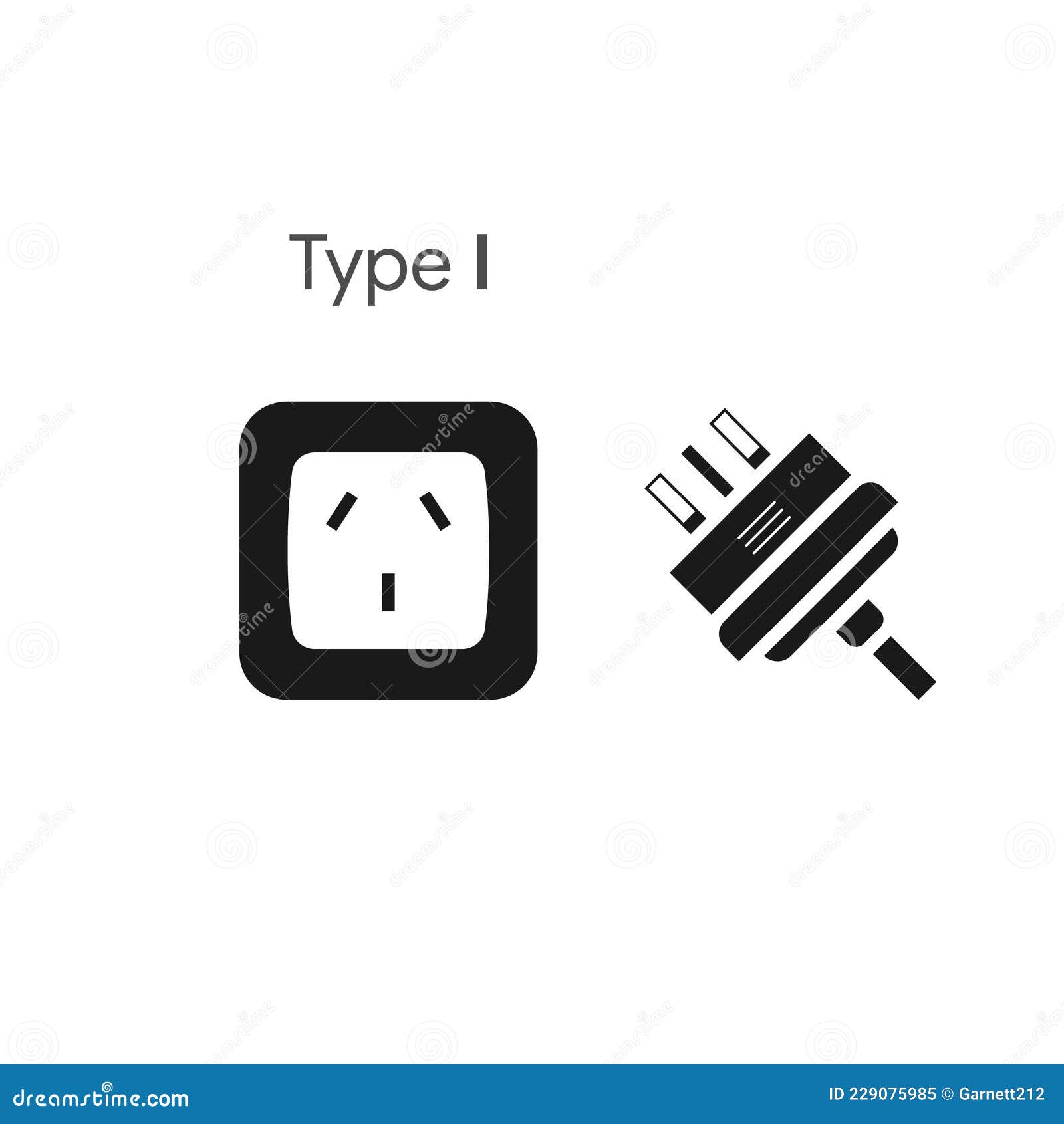 Vector Icon of a Type I Electrical Outlet and an Electric Plug. Flat ...