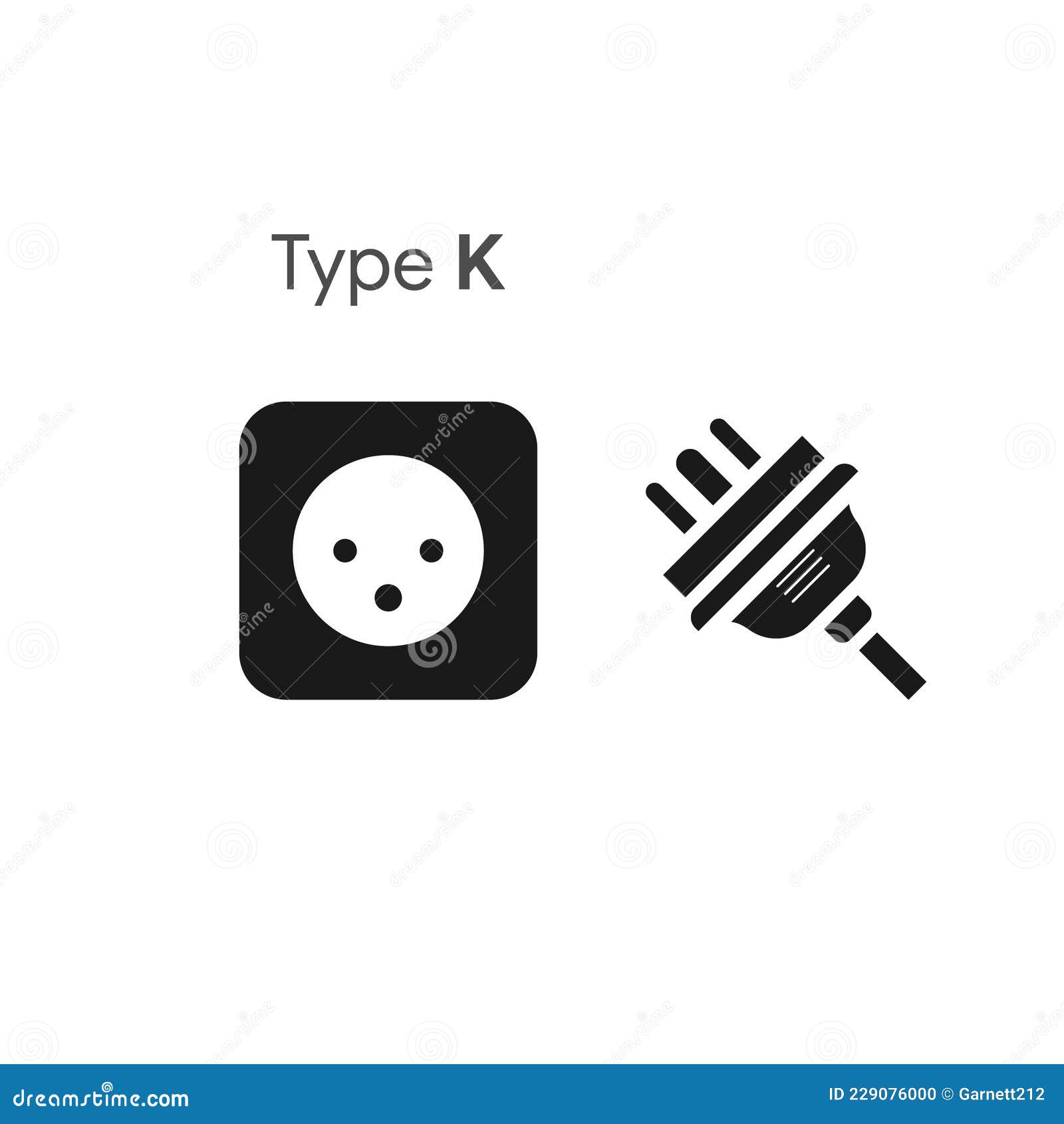 Vector Icon of a Type K Electrical Outlet and an Electric Plug. Flat ...