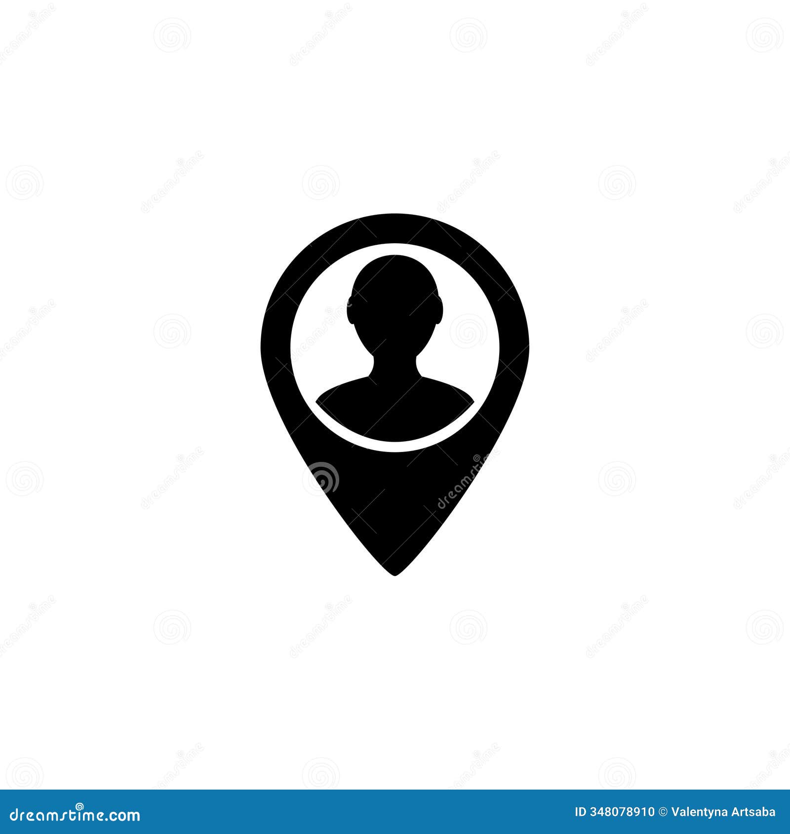 Vector Icon of User Location Pin with Person Silhouette for Navigation ...