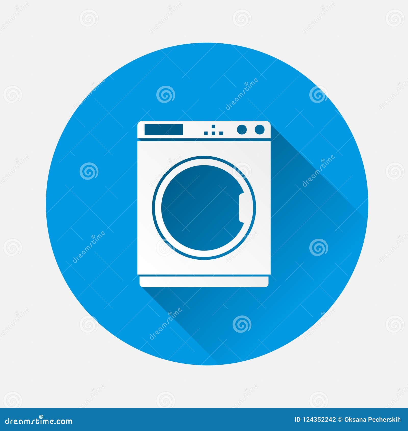 Vector Icon of a Washing Machine on Blue Background. Flat Image Stock ...