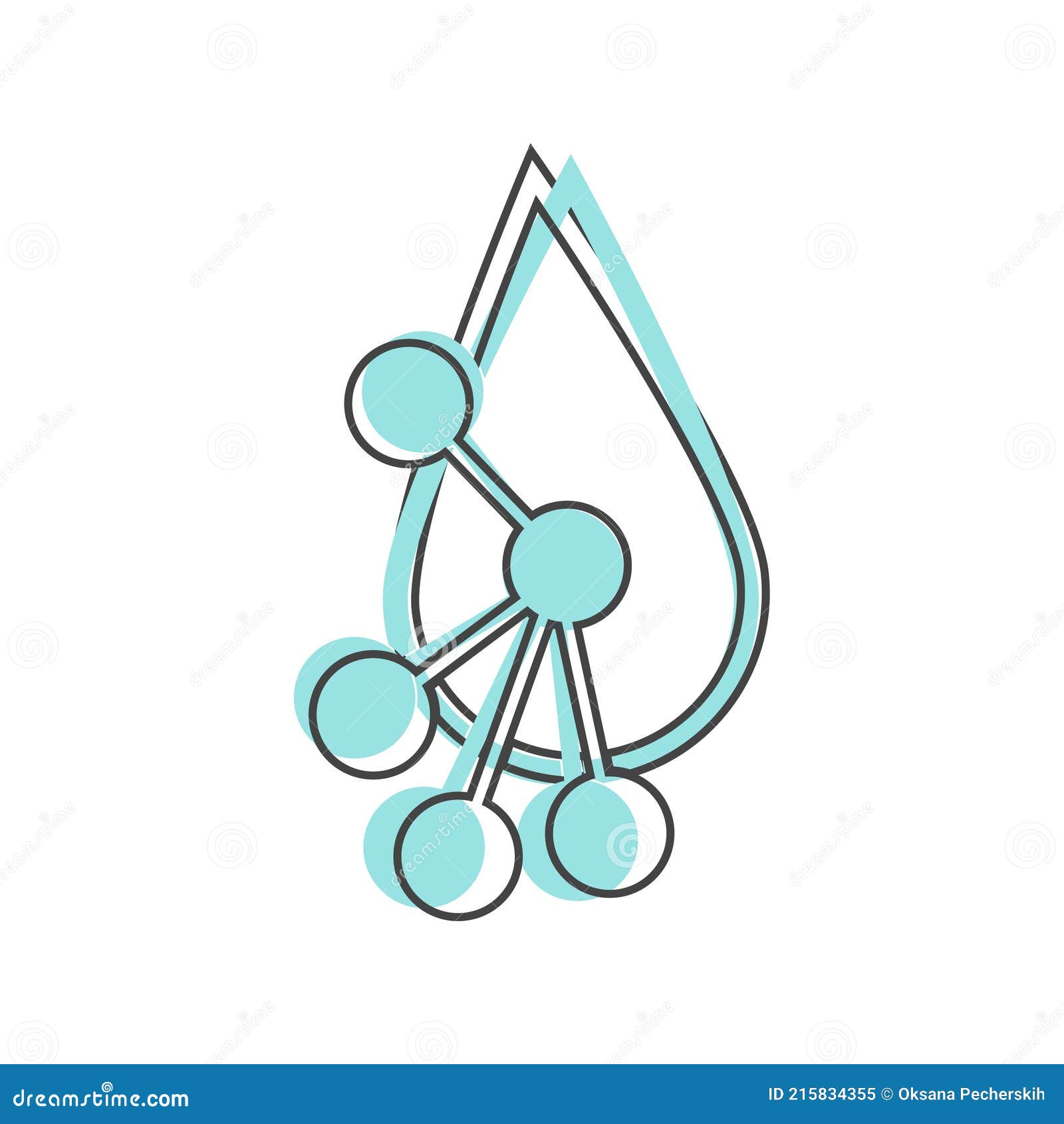 Vector Icon Water Molecule, Drops of Acid on Cartoon Style on White ...