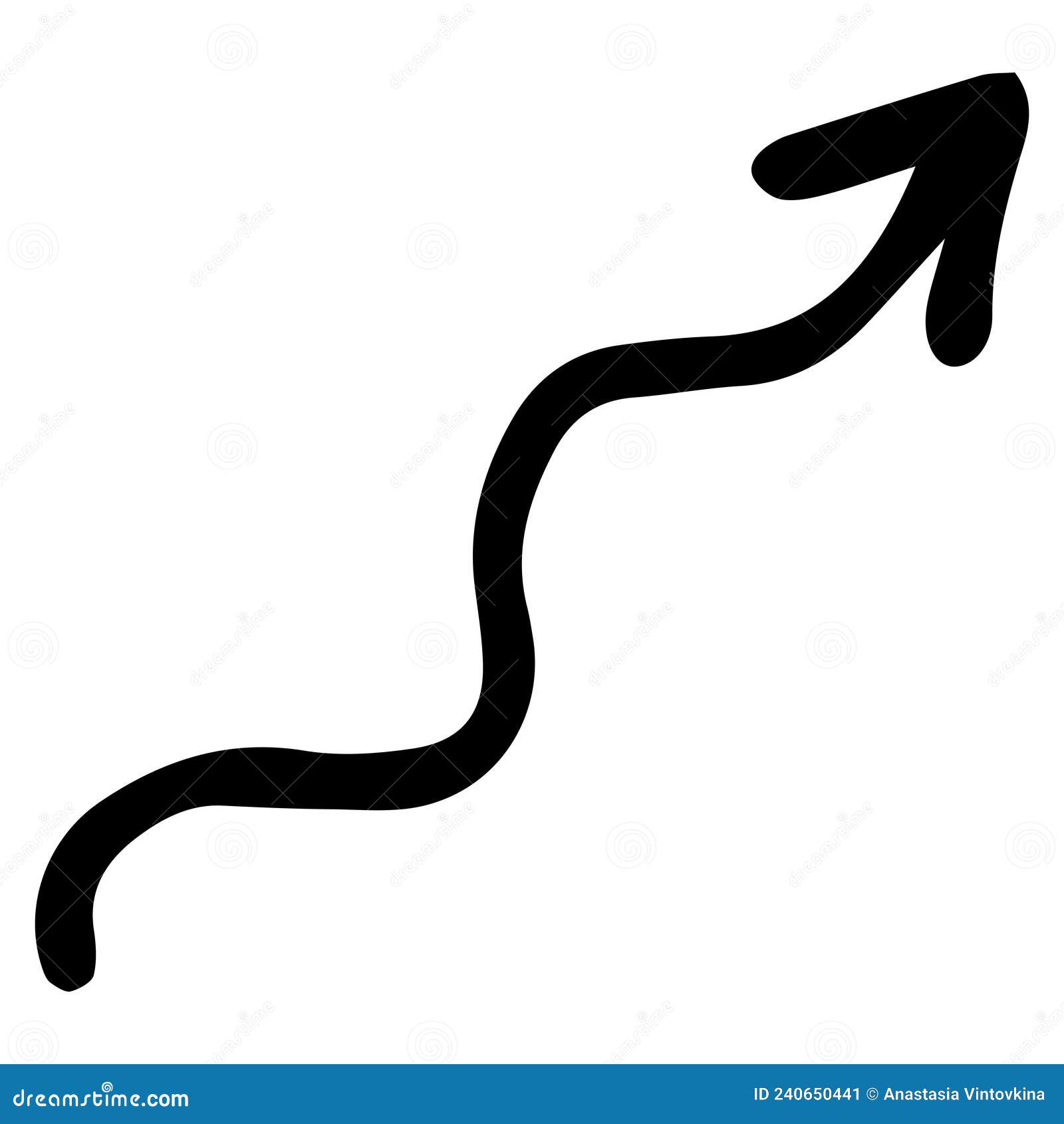 Vector the Icon of the Wavy Arrow. an Isolated Element Hand-drawn in a ...