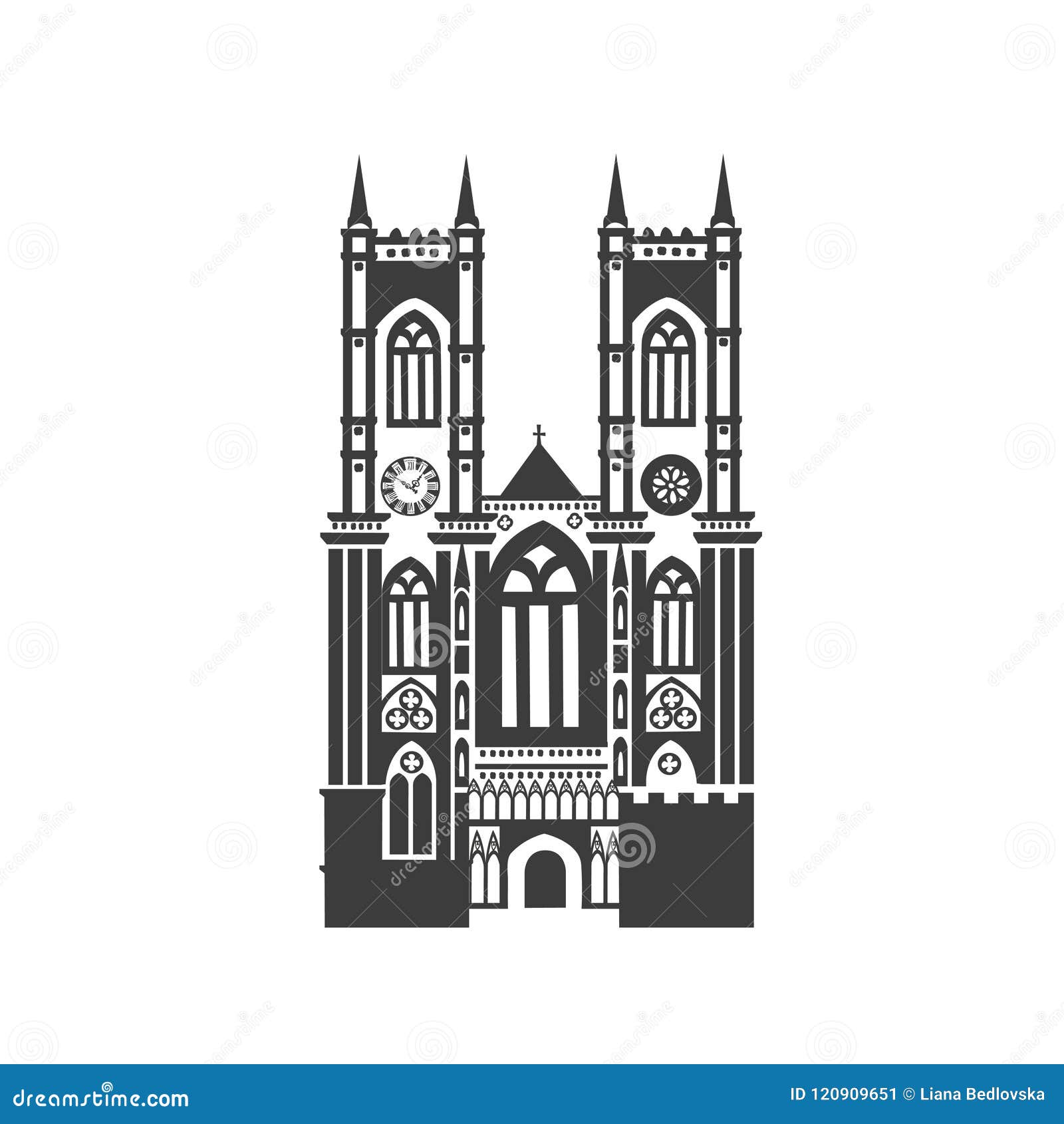 Vector Icon of Westminster Abbey Stock Vector - Illustration of outline ...