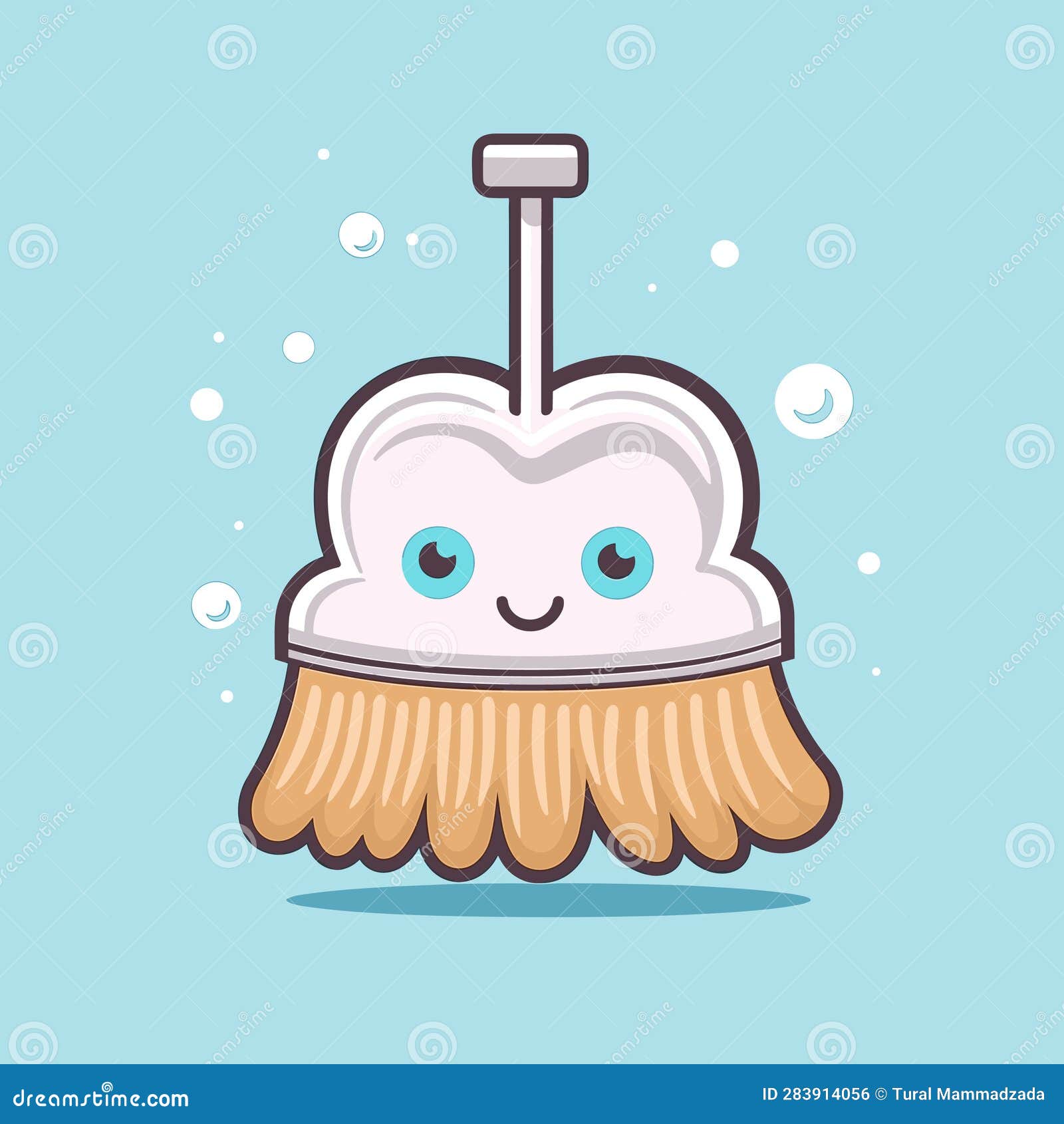 Vector Icon of a Whimsical Broom with a Friendly Face Drawn on it Stock ...
