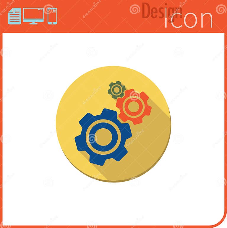 Vector Icon on White Background. the Work of the Mechanism. the Gear ...