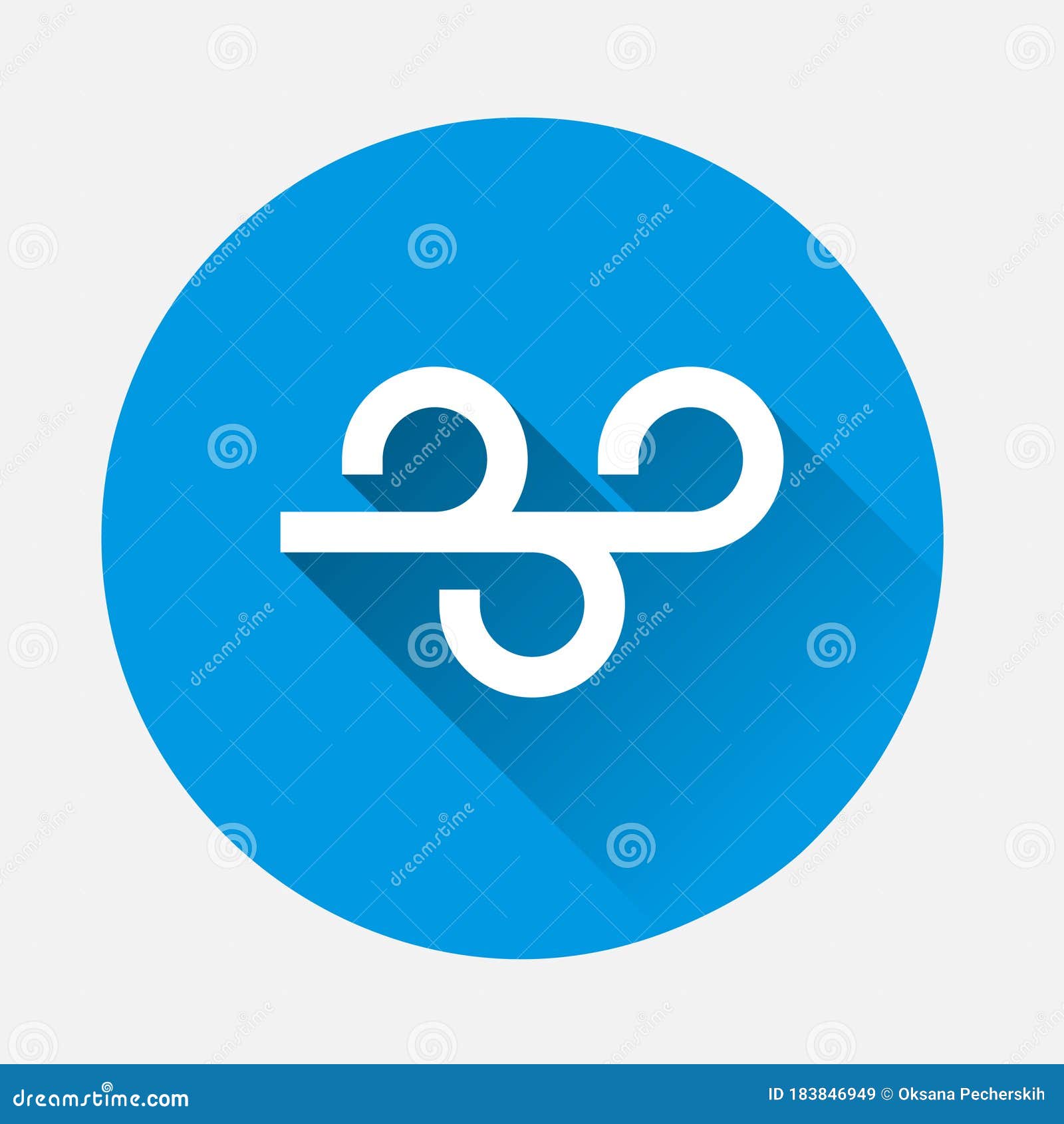Vector Icon Wind, Air Movement Icon on Blue Background. Flat Image with ...