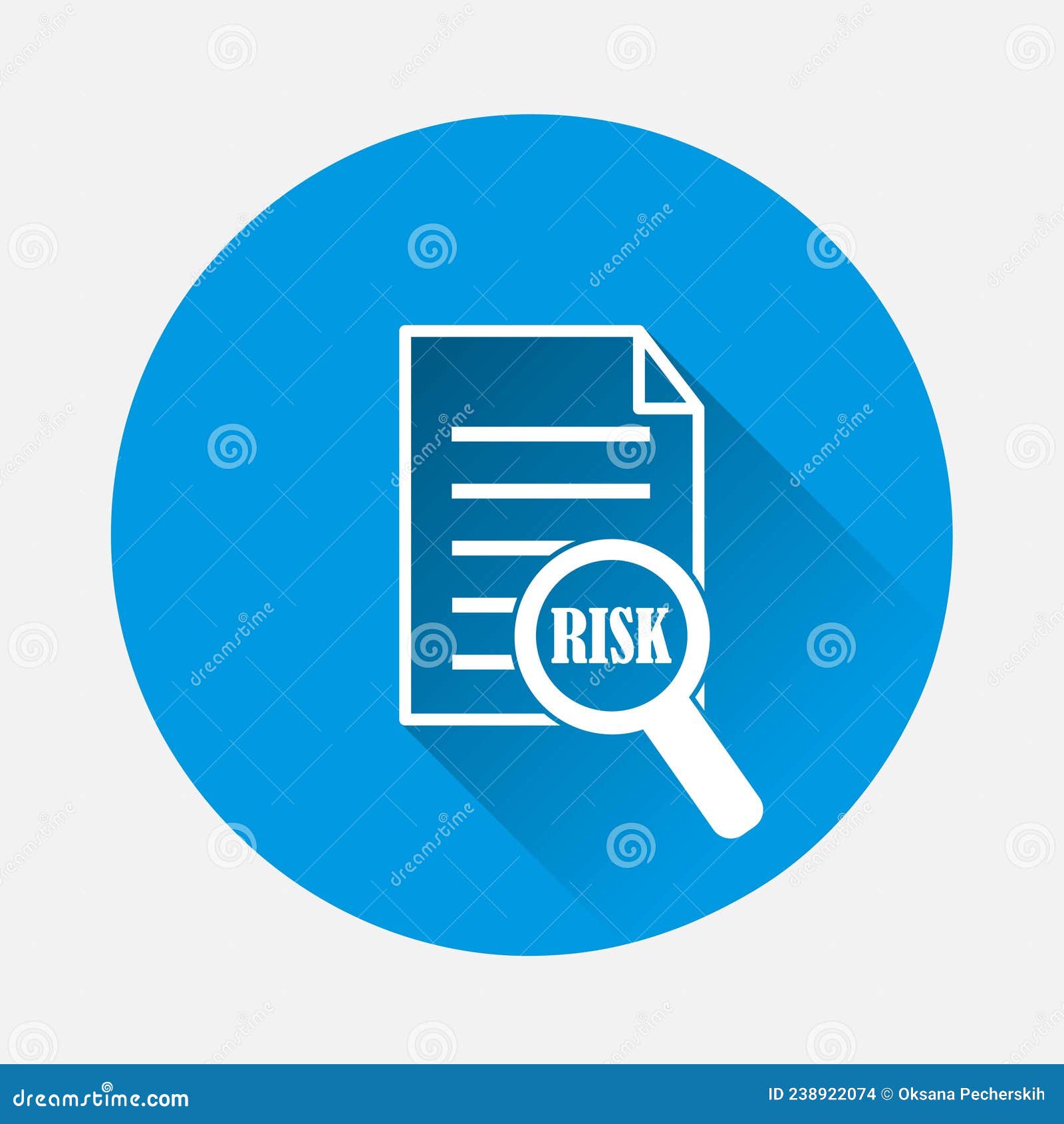 Vector Icon Word Risk in a Magnifier. Danger of Business Risks Icon on ...