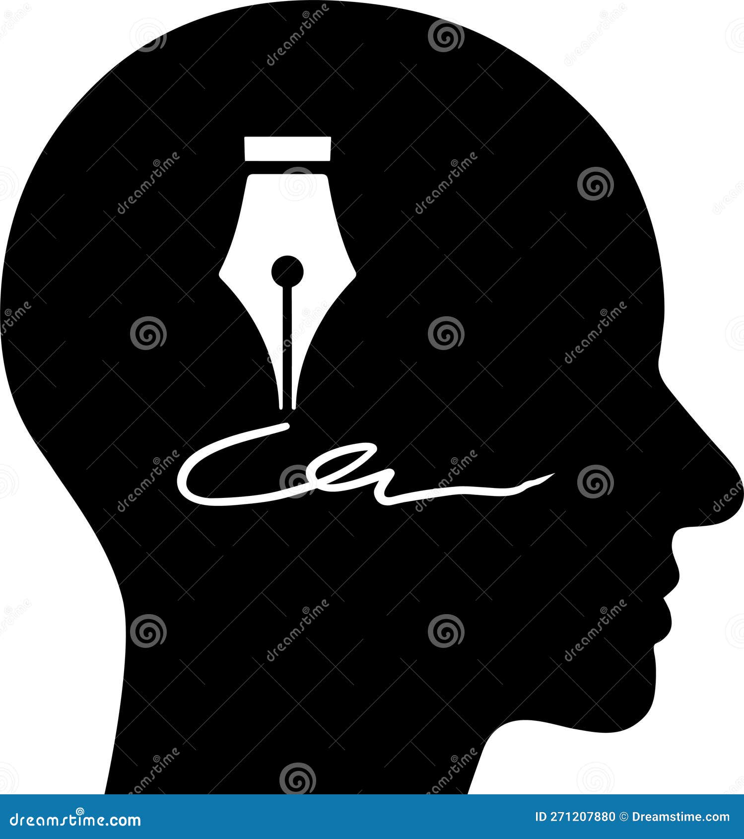 Vector Icon of a Writing Pen in the Human Head As a Concept of Memory ...