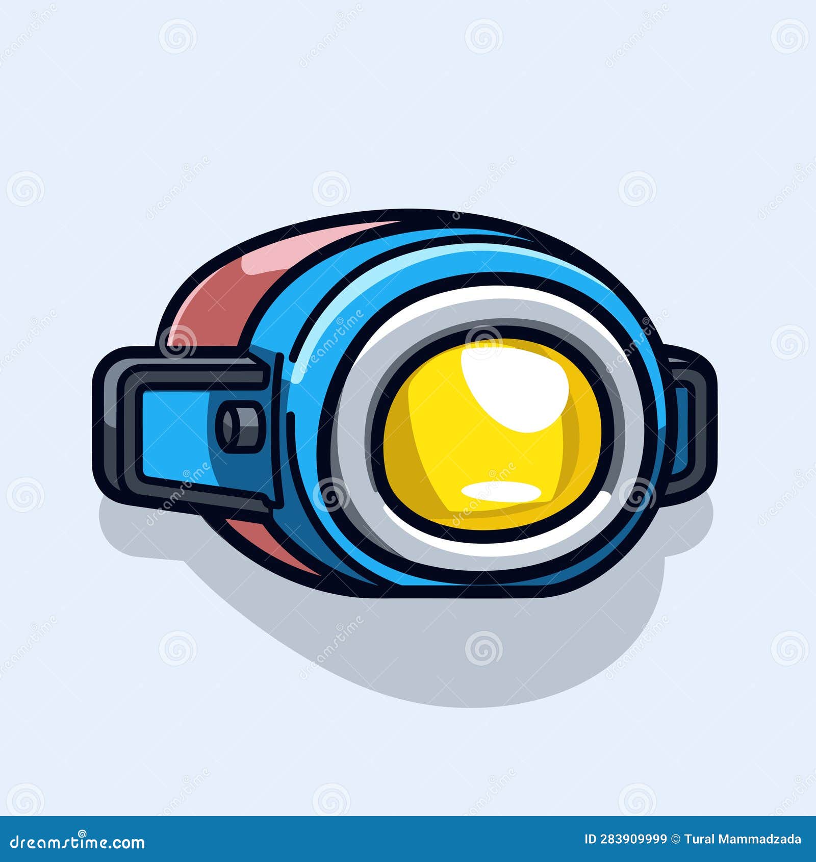 Vector Icon of a Yellow and Blue Flashlight on a White Background Stock ...