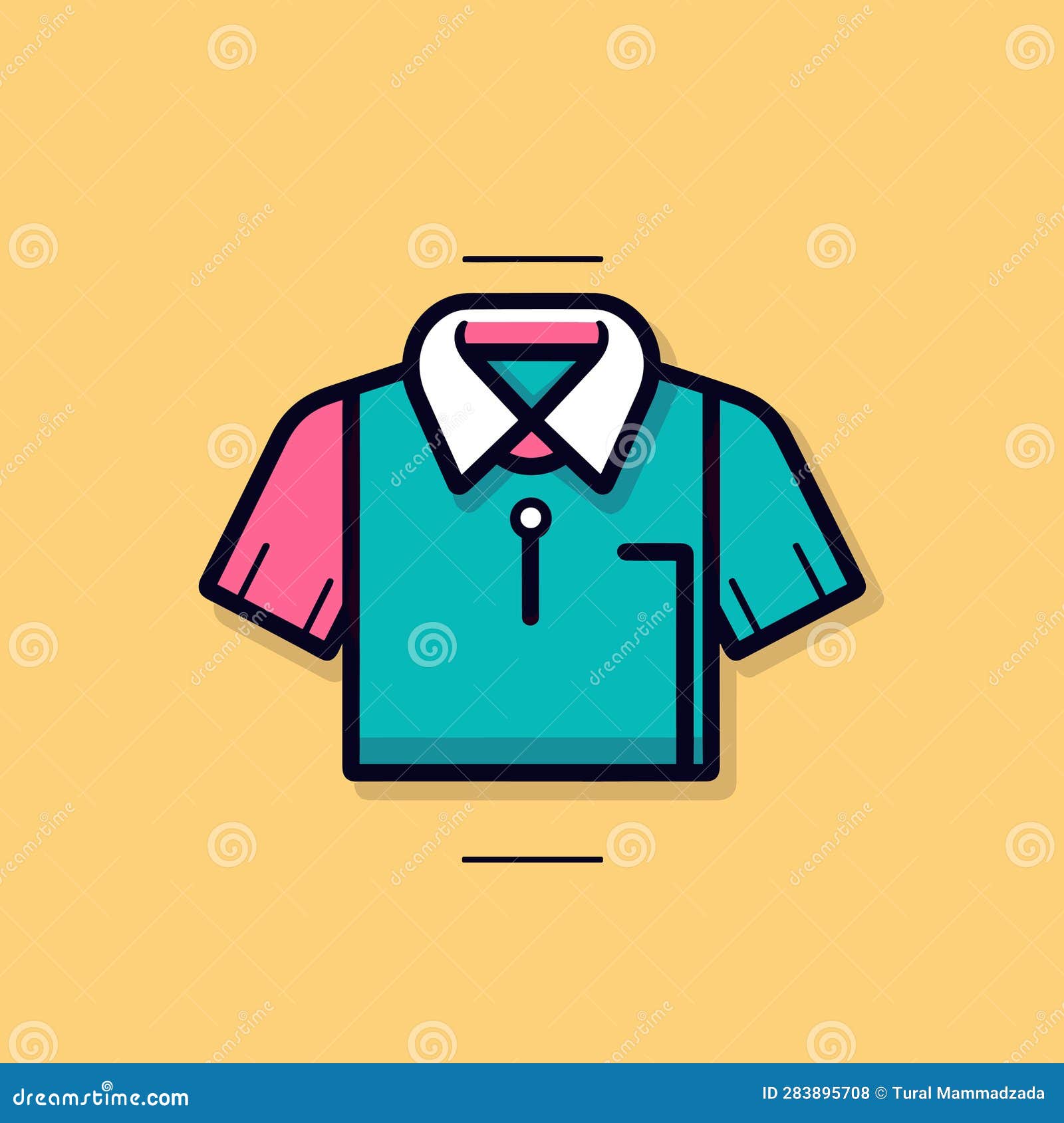 Vector Icon of a Yellow Polo Shirt with a Collar on a Simple Background ...