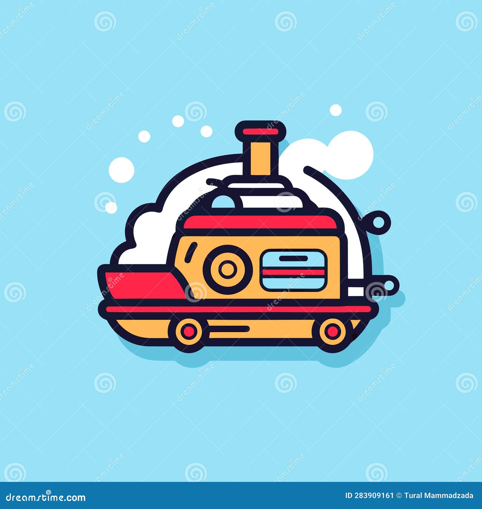 Vector Icon of a Yellow Submarine Floating on Top of a Blue Background ...