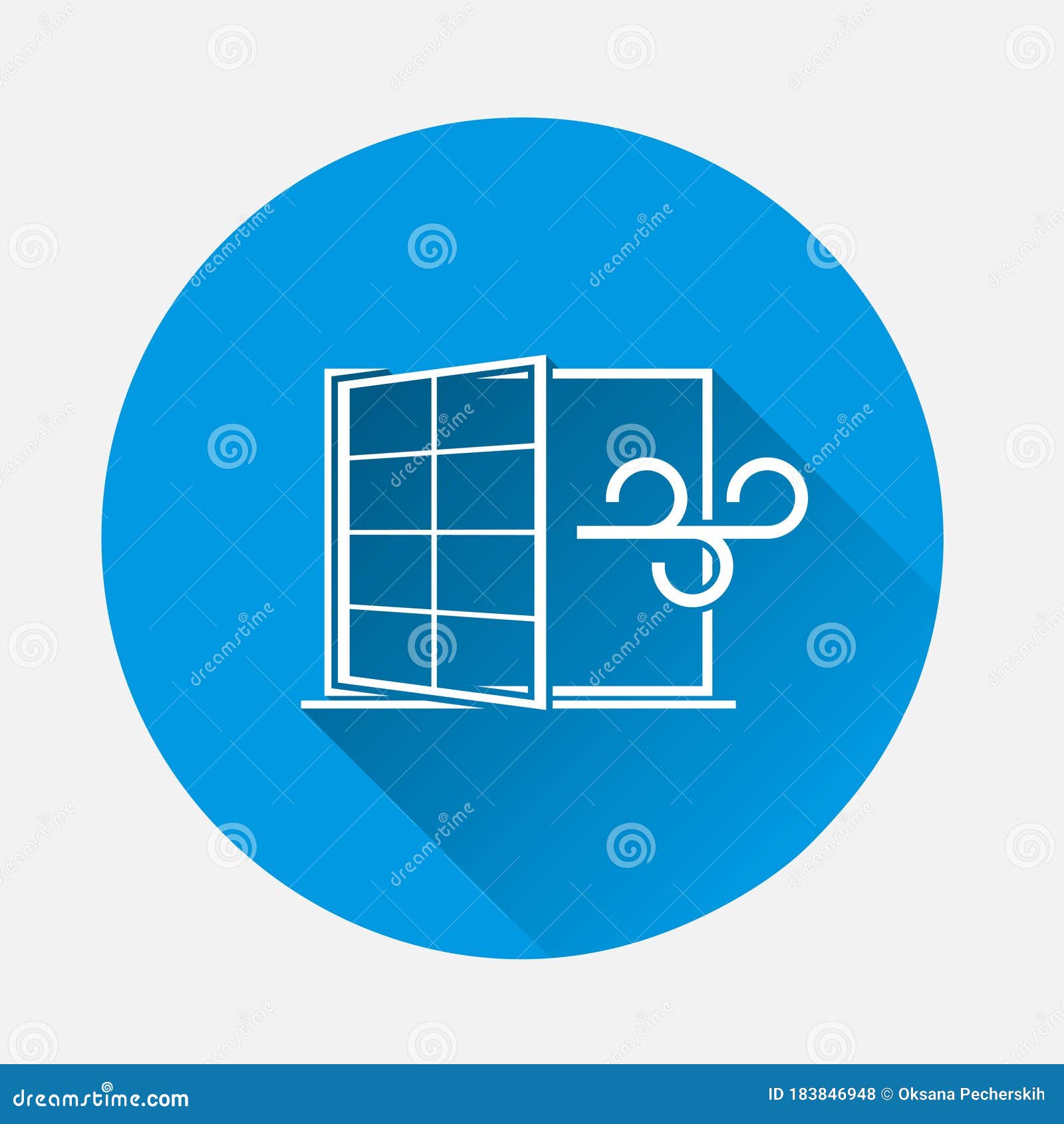 Vector Icons Airing the Apartment. Wind Blowing through the Window, a ...