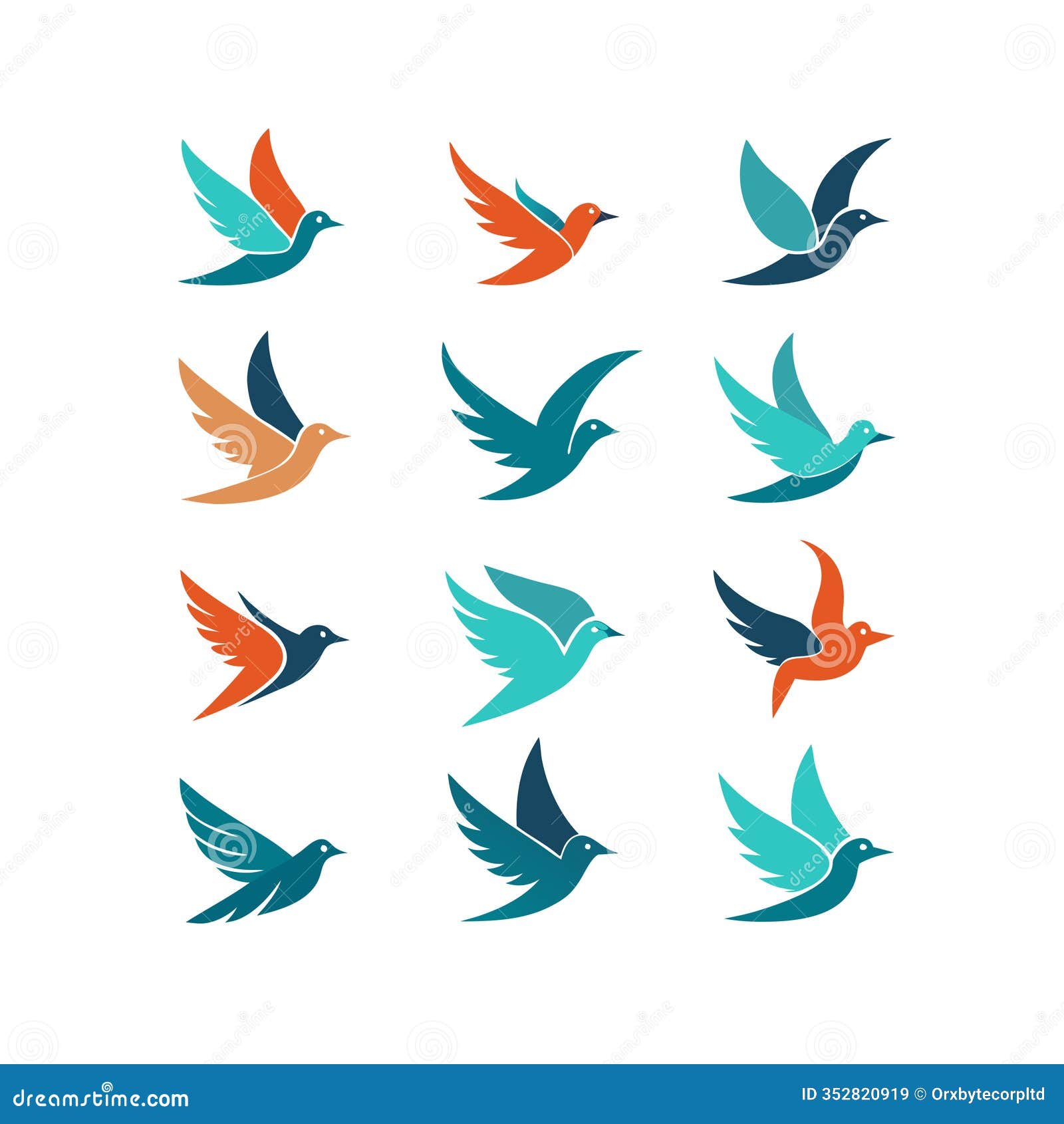 Creative Bird Icons Featuring Fascinating Flight Styles Stock Illustration - Illustration of ...