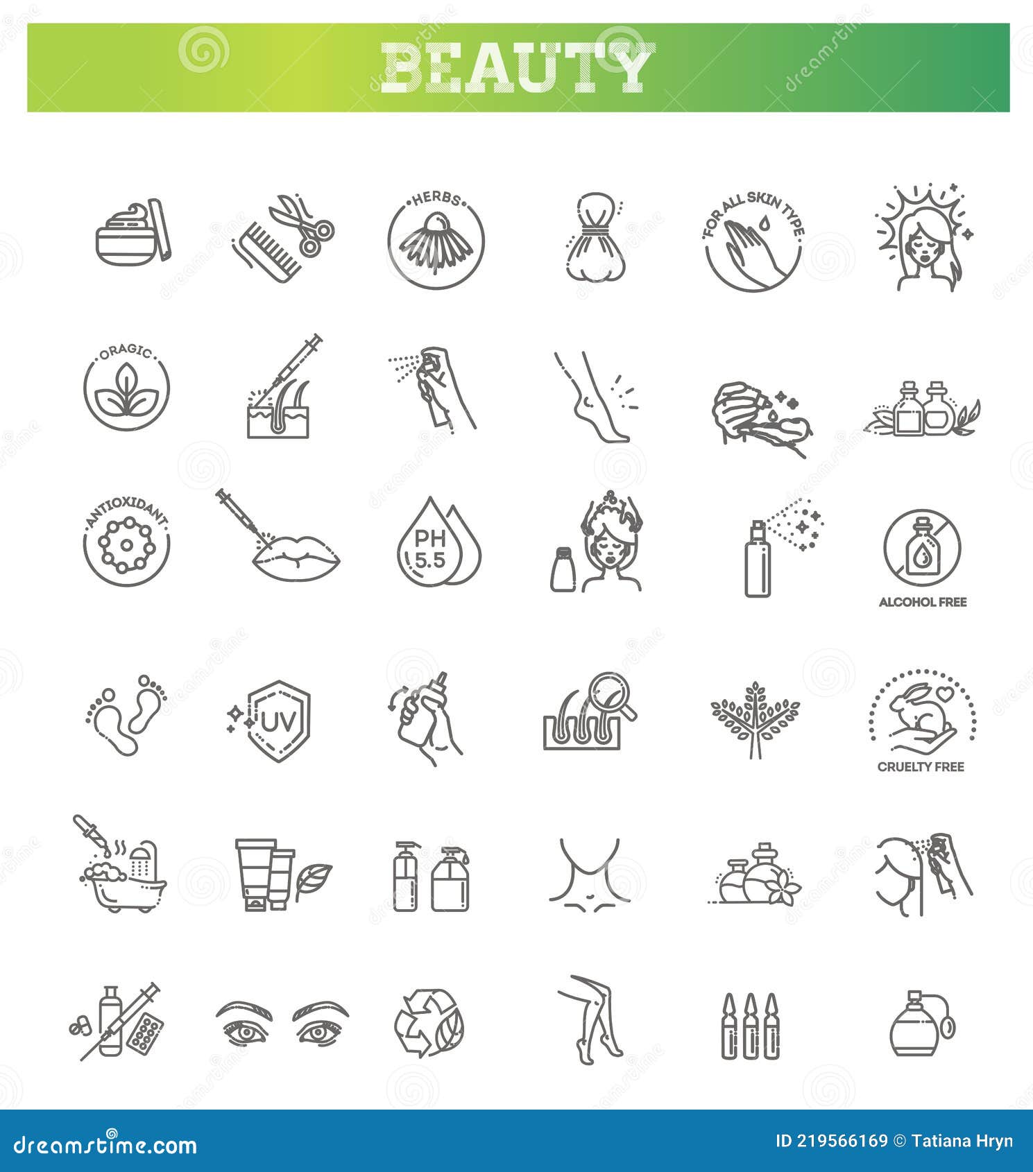 Beauty Vector Outline Icons Set. Beauty Treatment Stock Vector ...