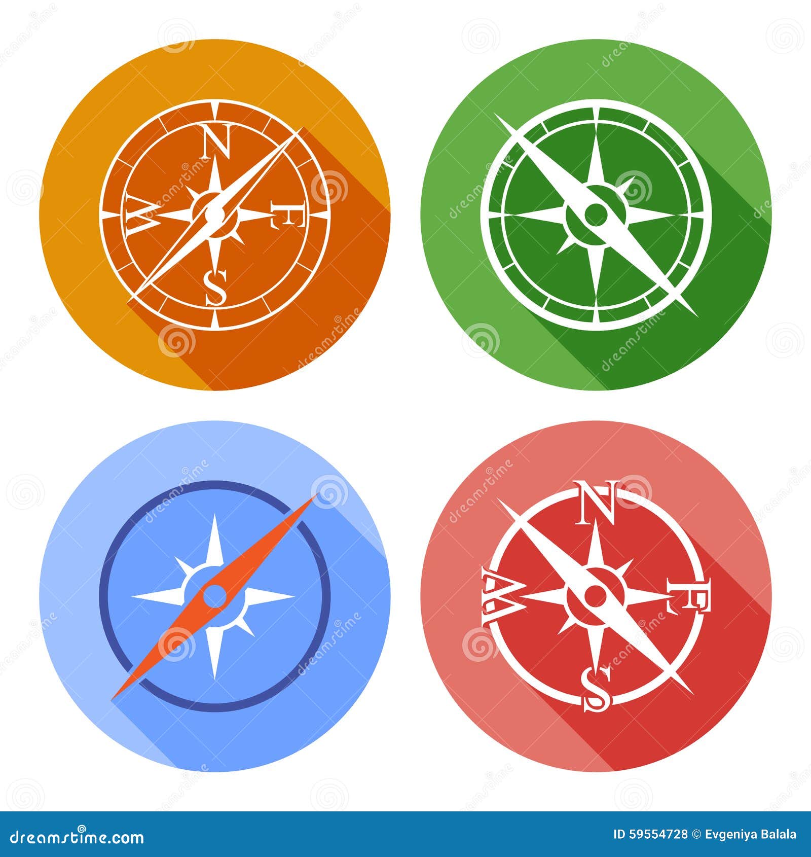 Vector Icons Depicting Four Different Compasses Stock Vector ...