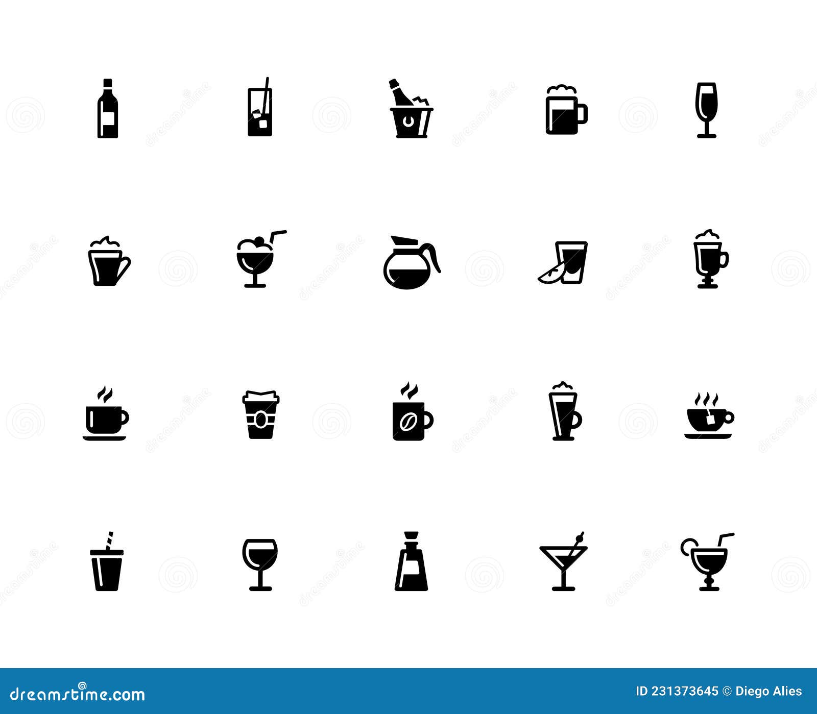 Aperitif Icons Set Cartoon Vector. Appetizer And Beverage ...