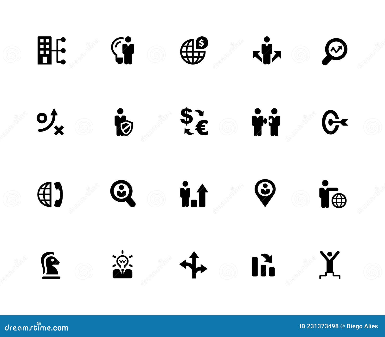 Icons Set of Business Strategy and Management / 32px Solid Stock Vector ...