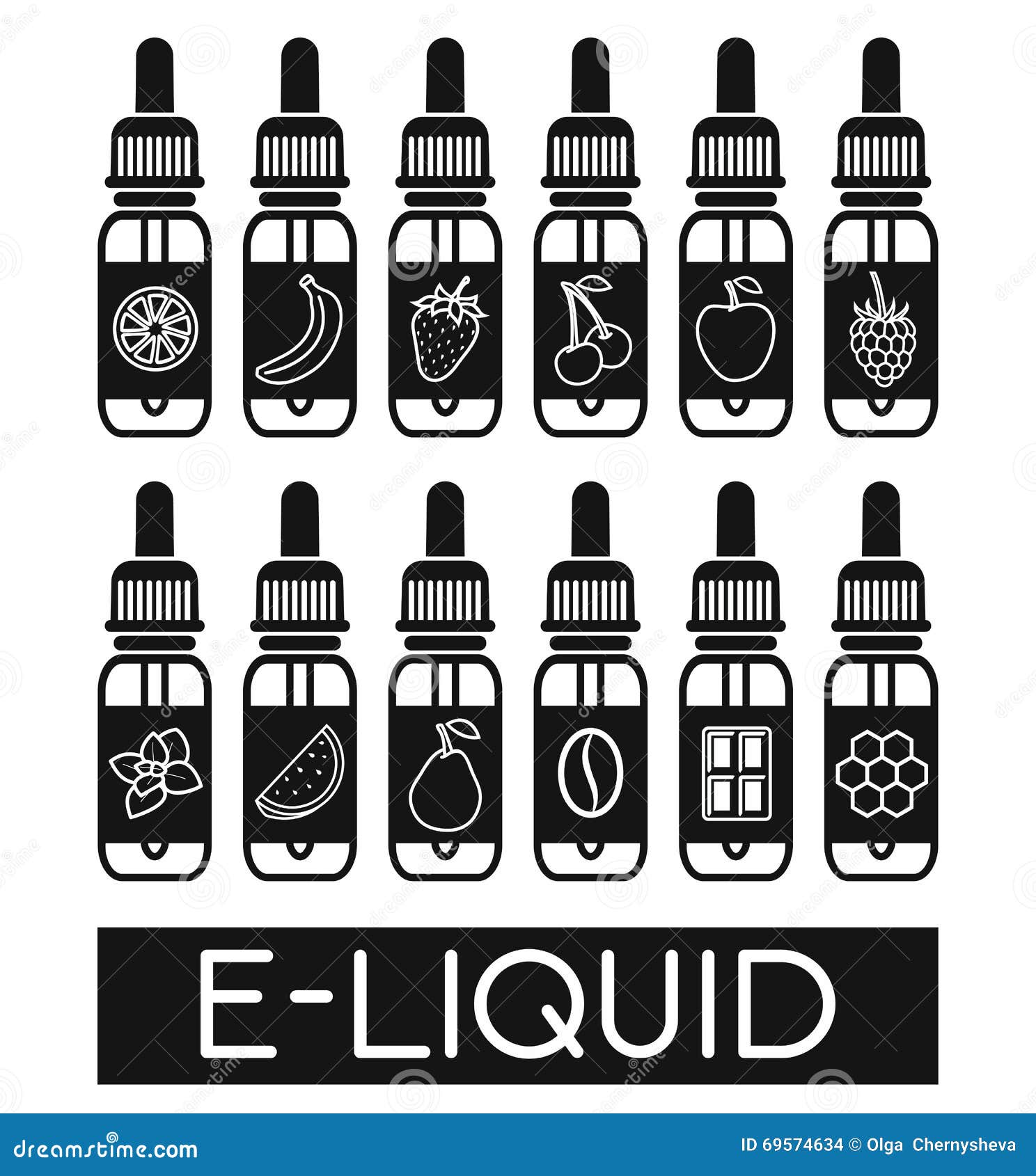 Vector Icons of E-Liquid stock vector. Illustration of shop - 69574634