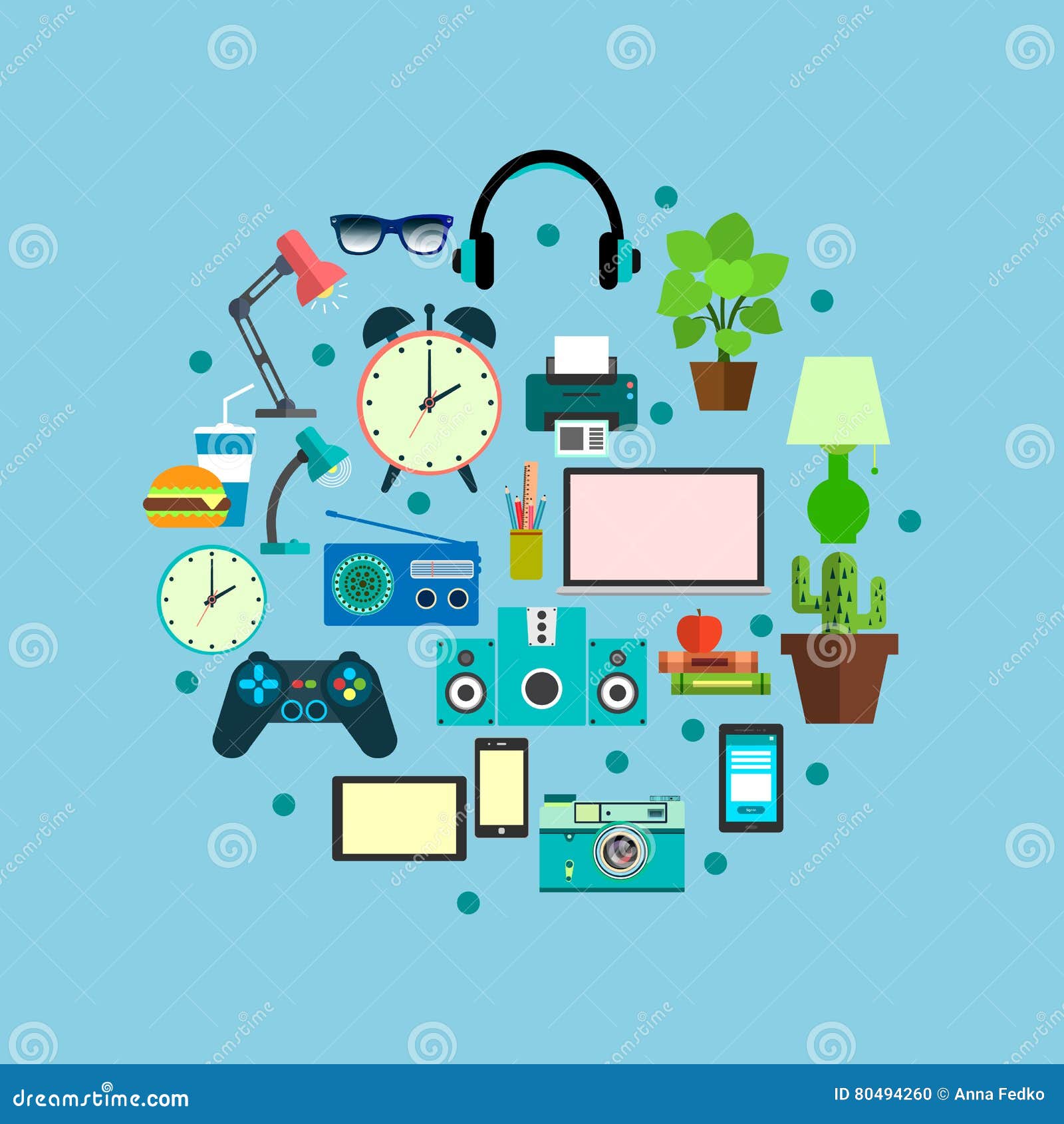 Vector Icons in Flat Style. Business or Education Work Flow Items and ...