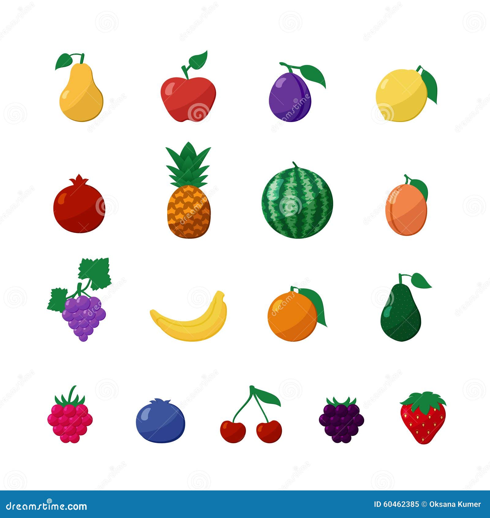 Fruits Icons Flat Style Stock Illustrations – 1,622 Fruits Icons Flat ...
