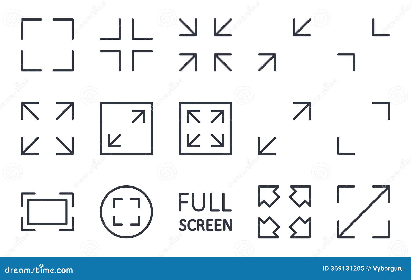 Full Screen Icon Vector Set. Expand Illustration Sign Collection. Open ...
