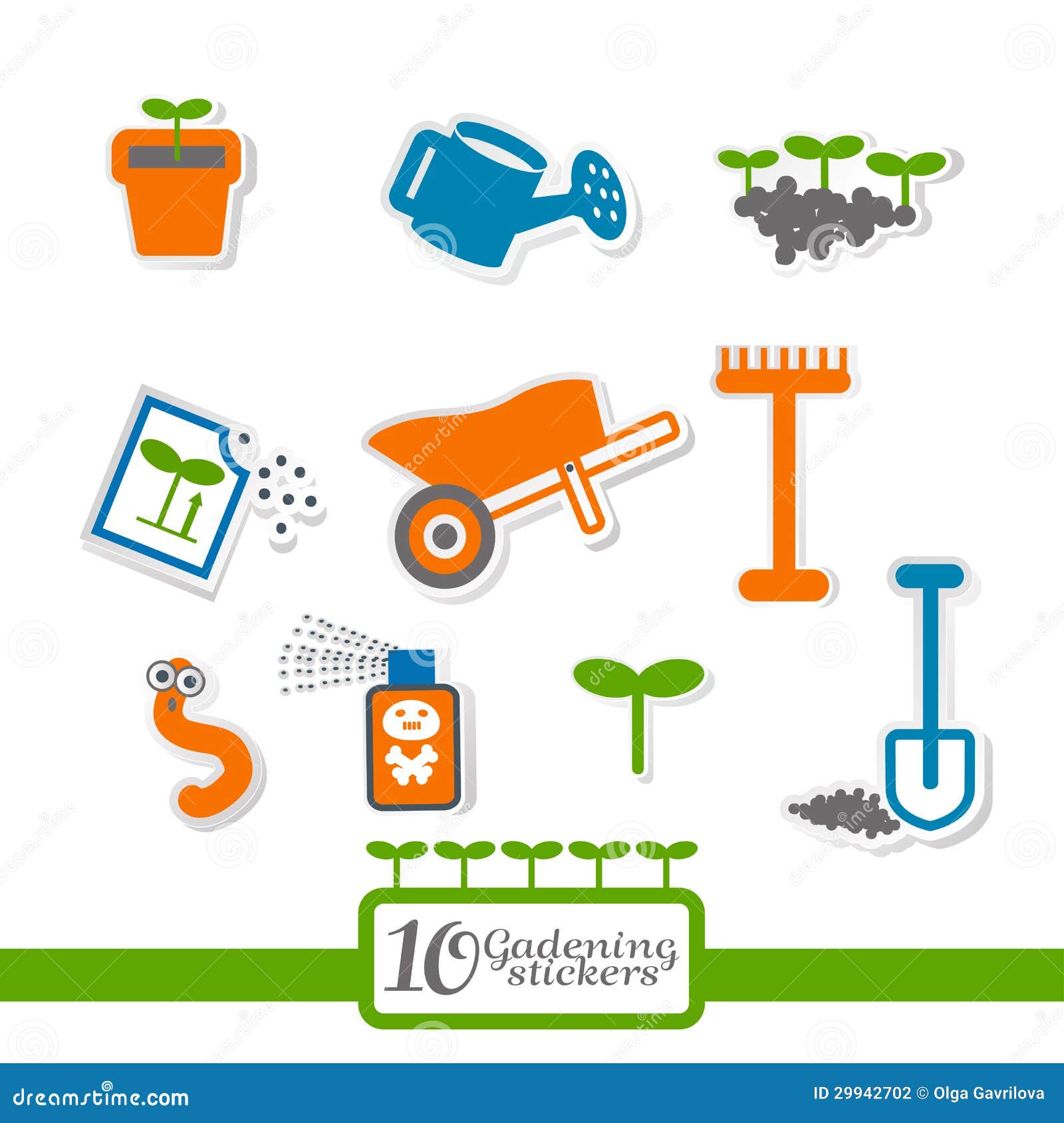 10 Stickers about Gardening. Stock Vector - Illustration of agriculture ...