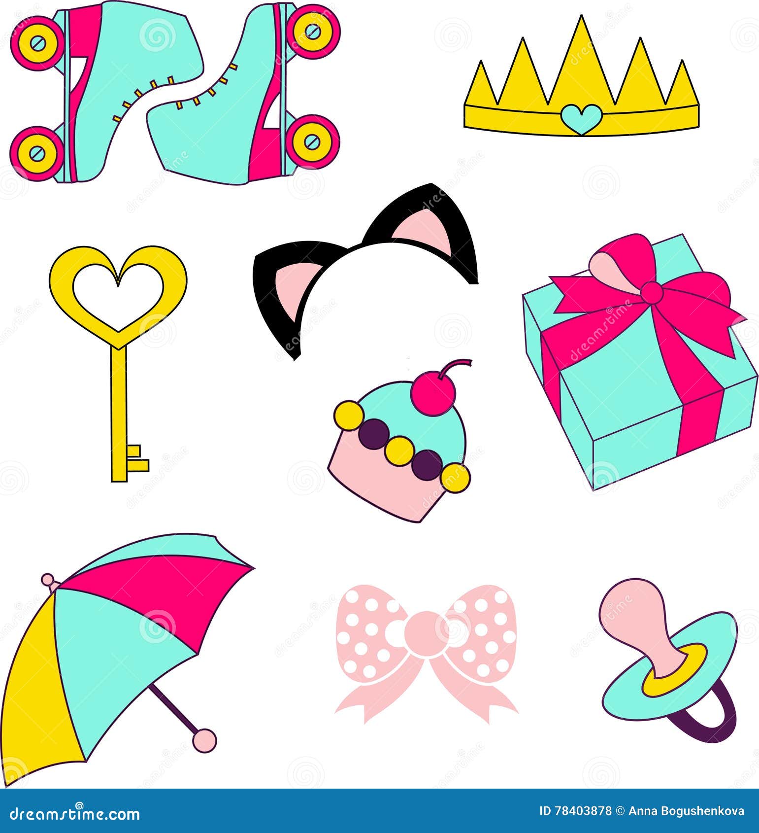 Vector Icons of Glamor Stickers and Labels Stock Vector - Illustration ...