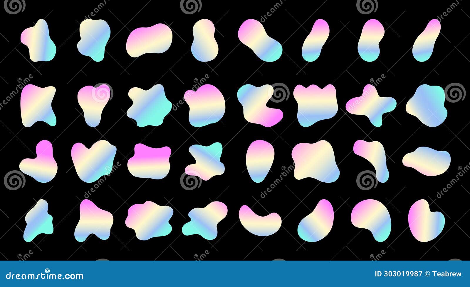 Vector Icons of Holographic Abstract Blob Shapes. Stock Vector ...