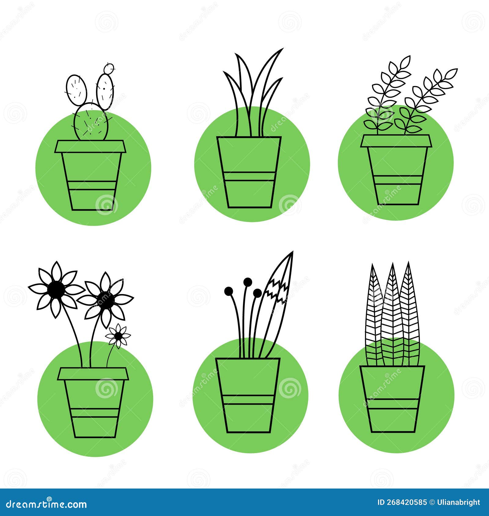 Vector Icons of Home Plants. Set of Decorative Plants Stock Vector ...