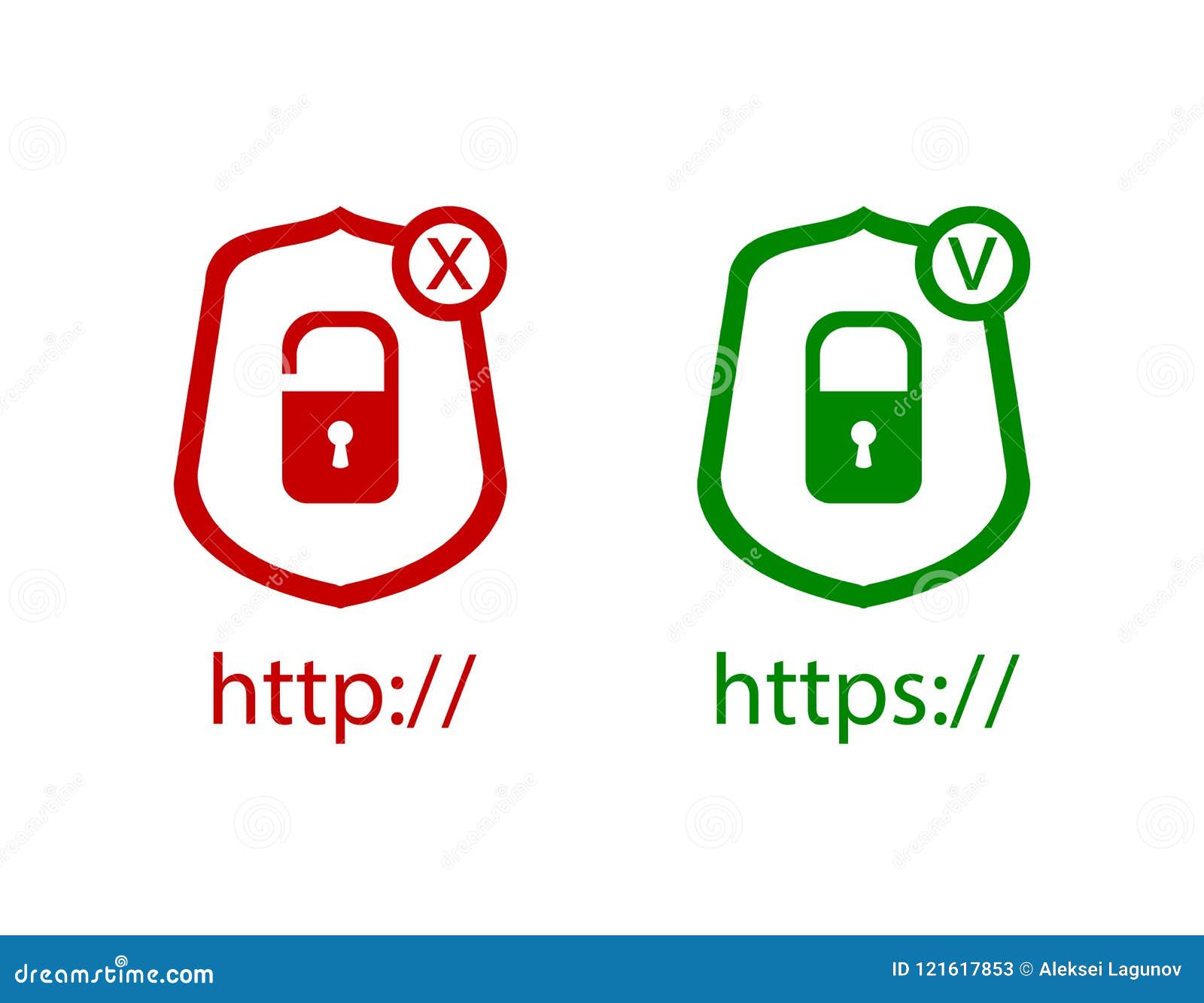 Http And Https On Shields Linear Vector Illustration On White ...