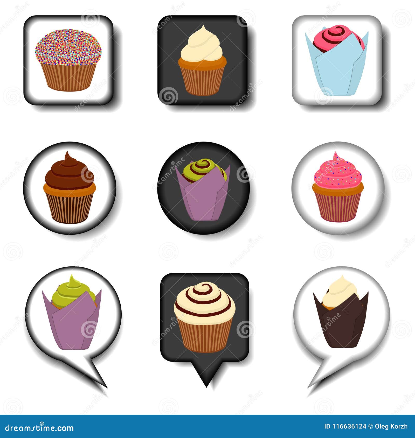 Vector Icons Illustration Logo from Set Symbols for Sweet Cupcake Stock ...