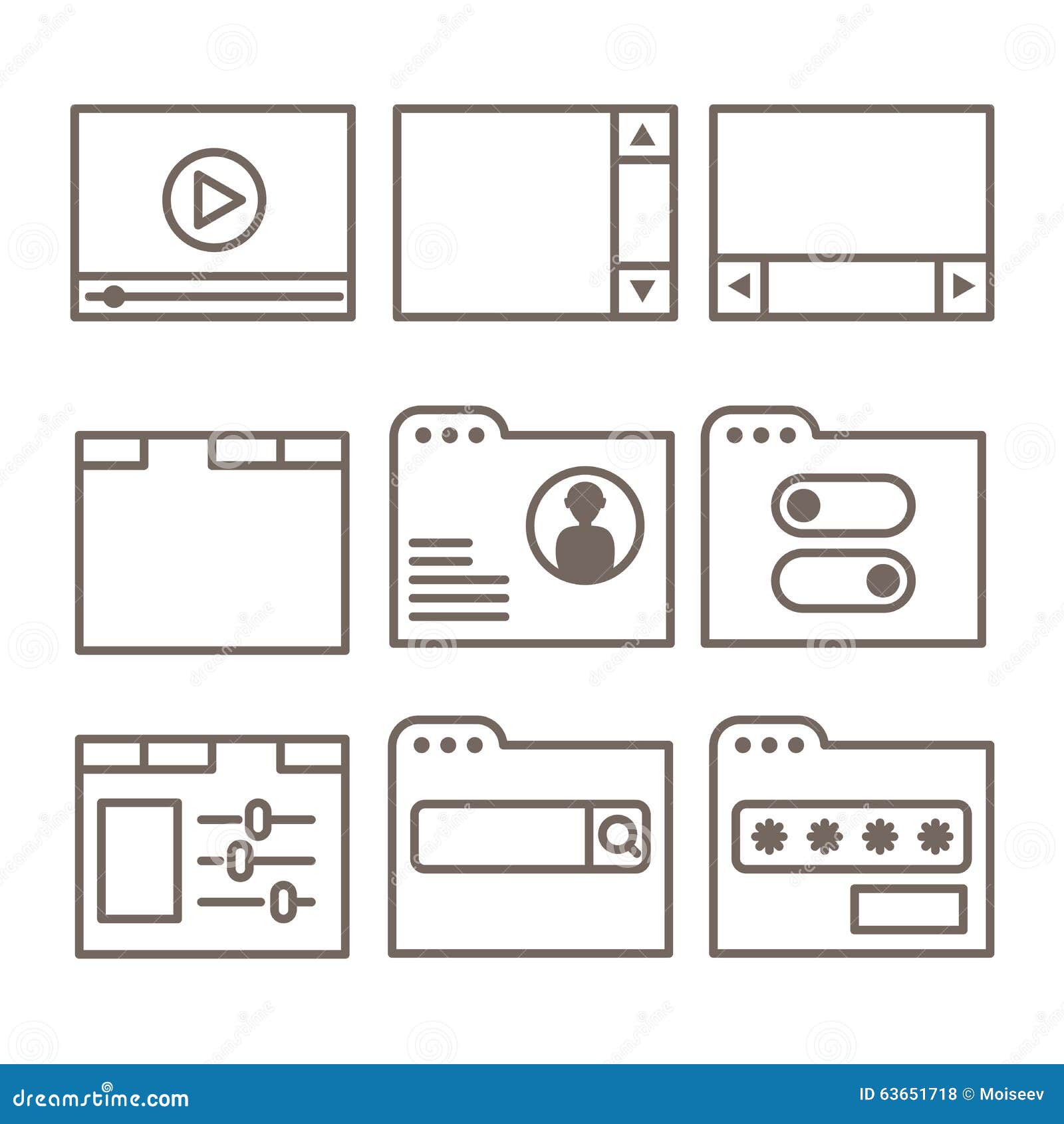 Vector Icons of Interface Screens or Software Windows Stock Vector ...