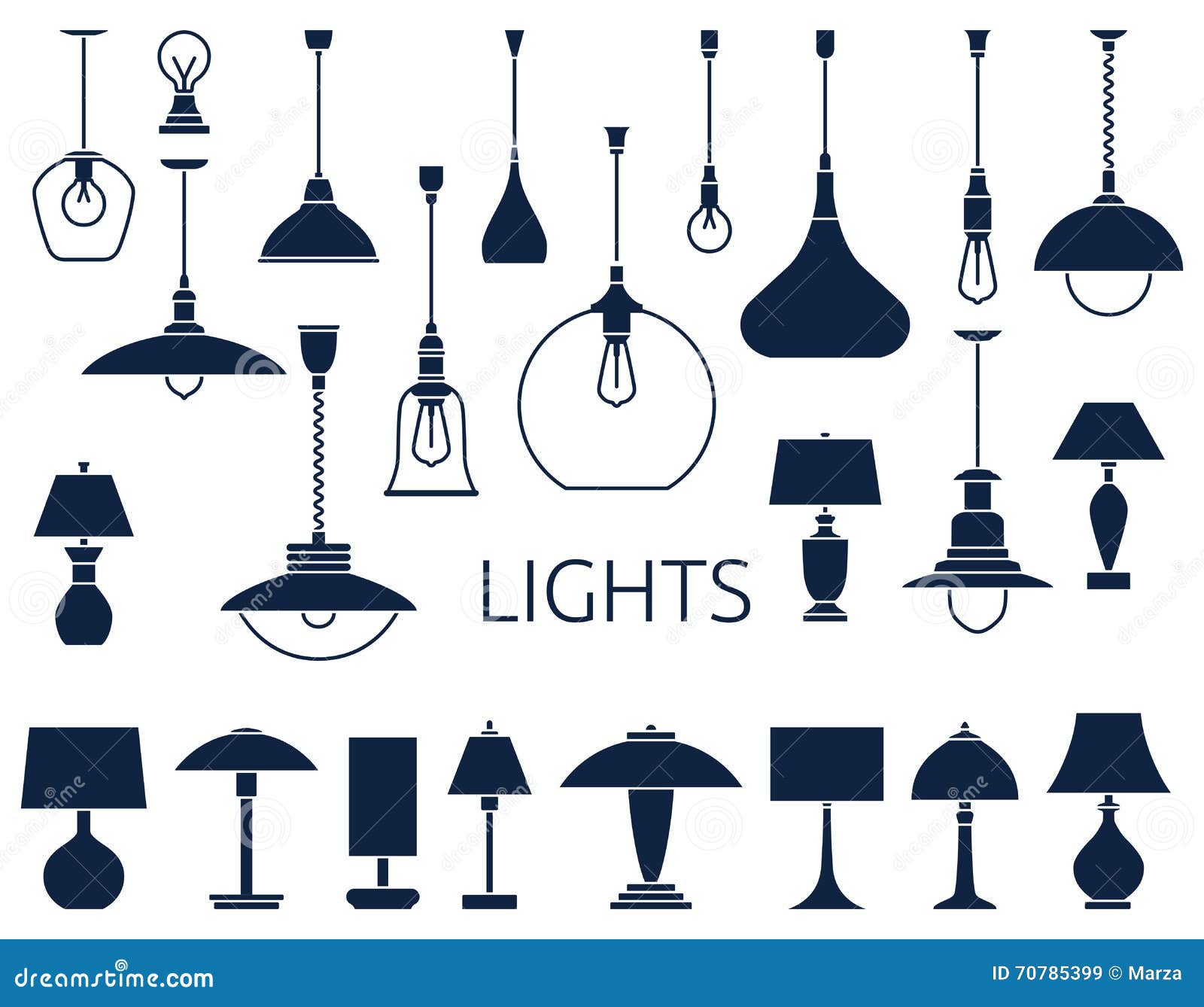 Vector icons of lamps stock vector. Illustration of background - 70785399