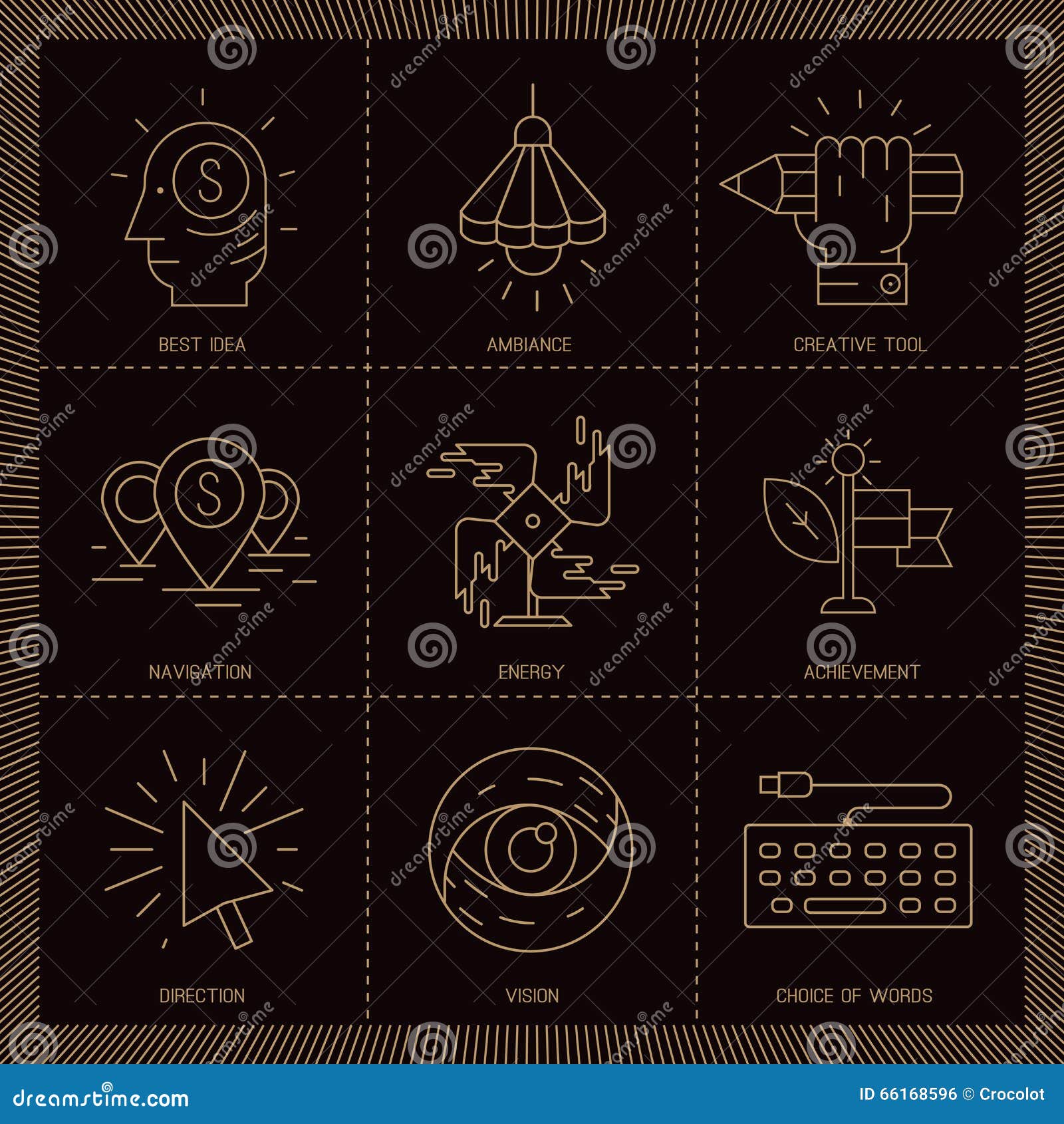 Vector Icons in Modern Linear Style. Stock Vector - Illustration of ...