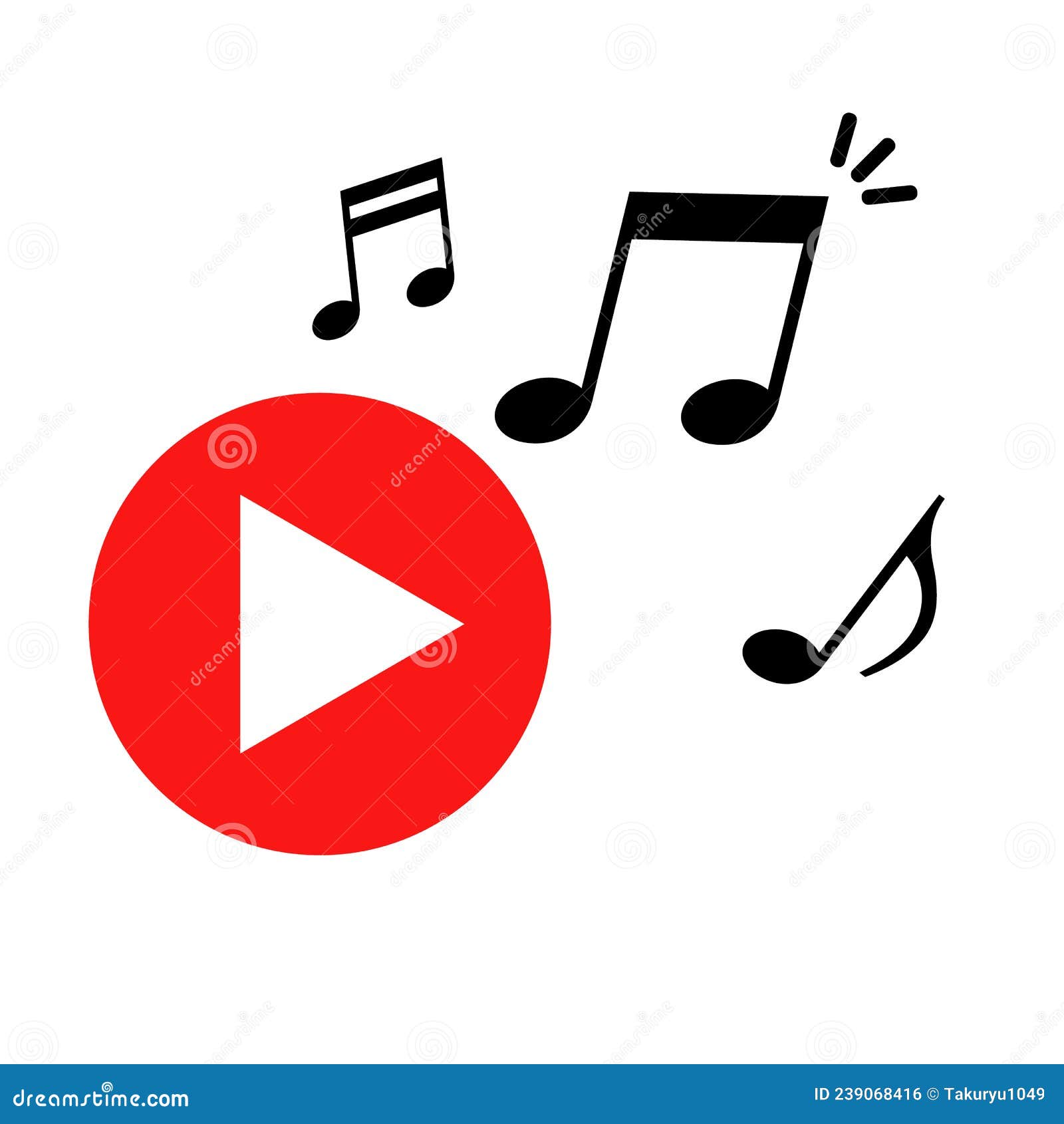 Play Button and Music Note Icon. Vectors. Stock Vector - Illustration ...