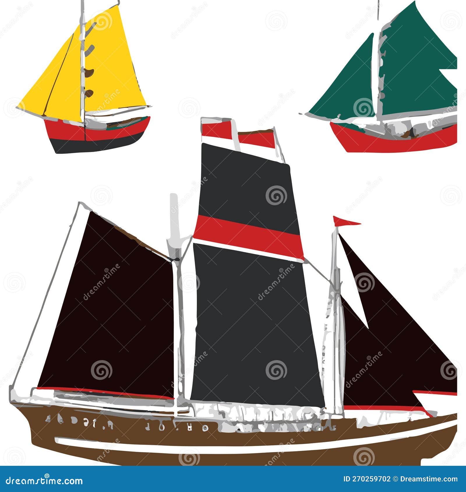 Vector Icons of Sailing Ships Stock Vector - Illustration of clippers ...