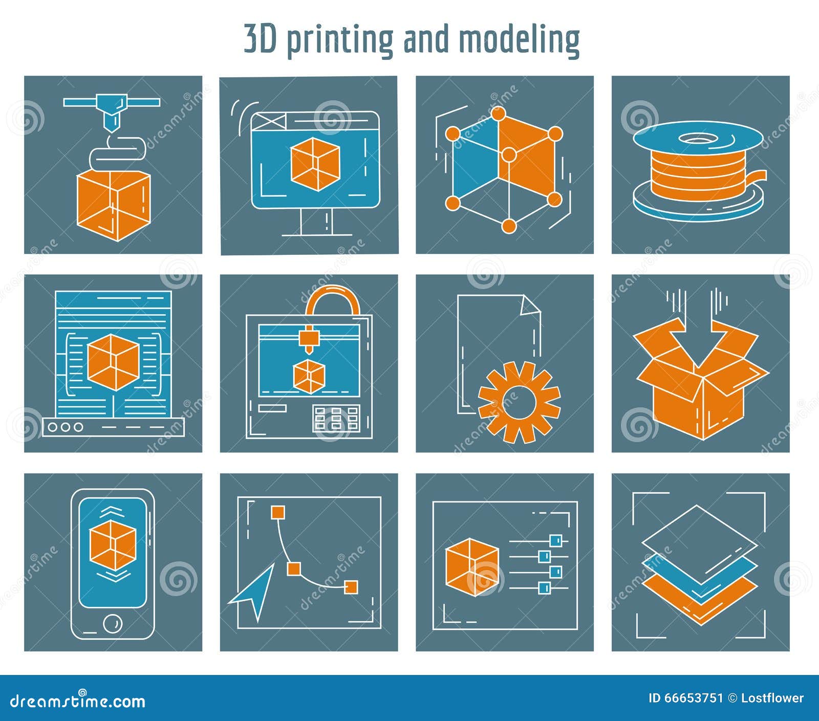 Vector Icons Set 3d Printing and Modeling Stock Illustration ... Vector Icons Set 3d Printing and Modeling Stock Illustration ...