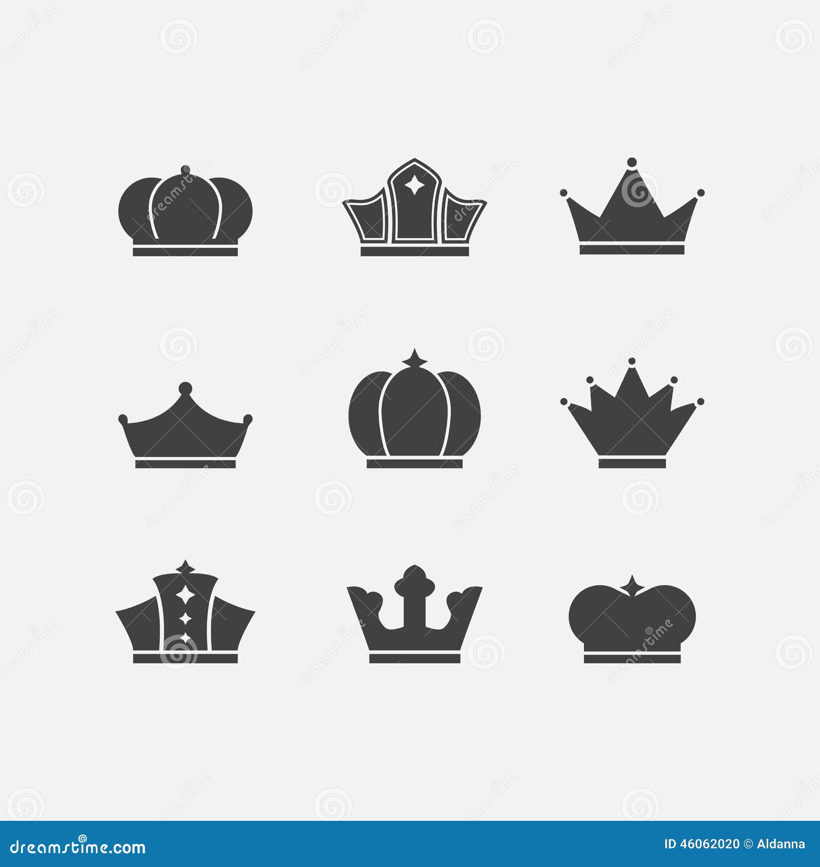 Vector Icons Set of Different Black Crowns Shapes Stock Vector ...