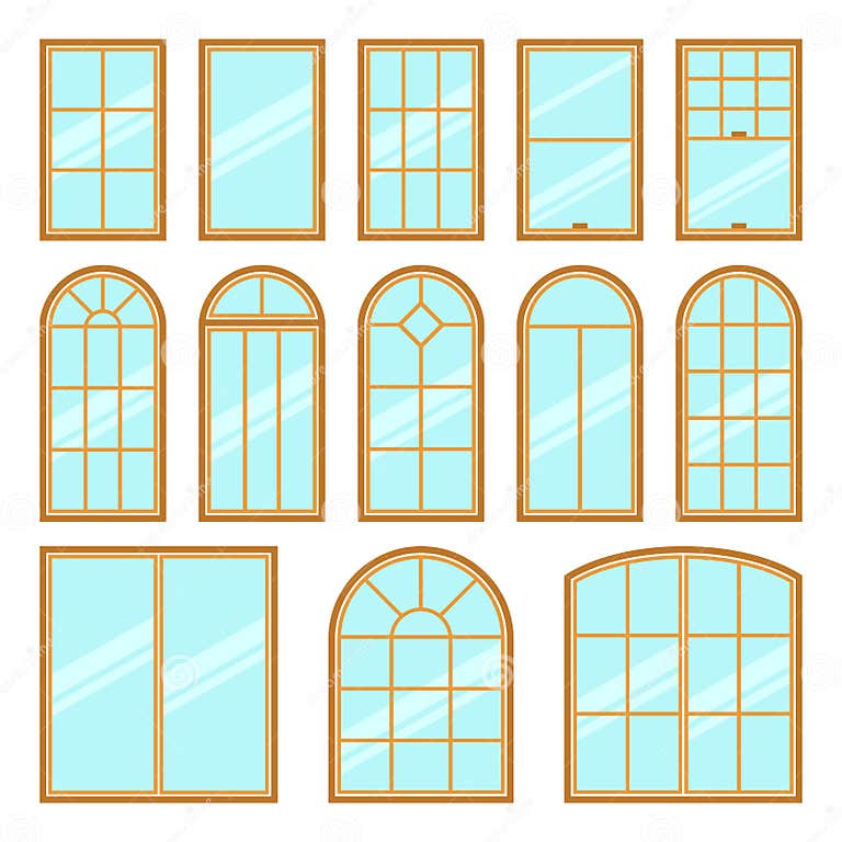 Vector Icons Set of Different Types of Windows Stock Vector ...