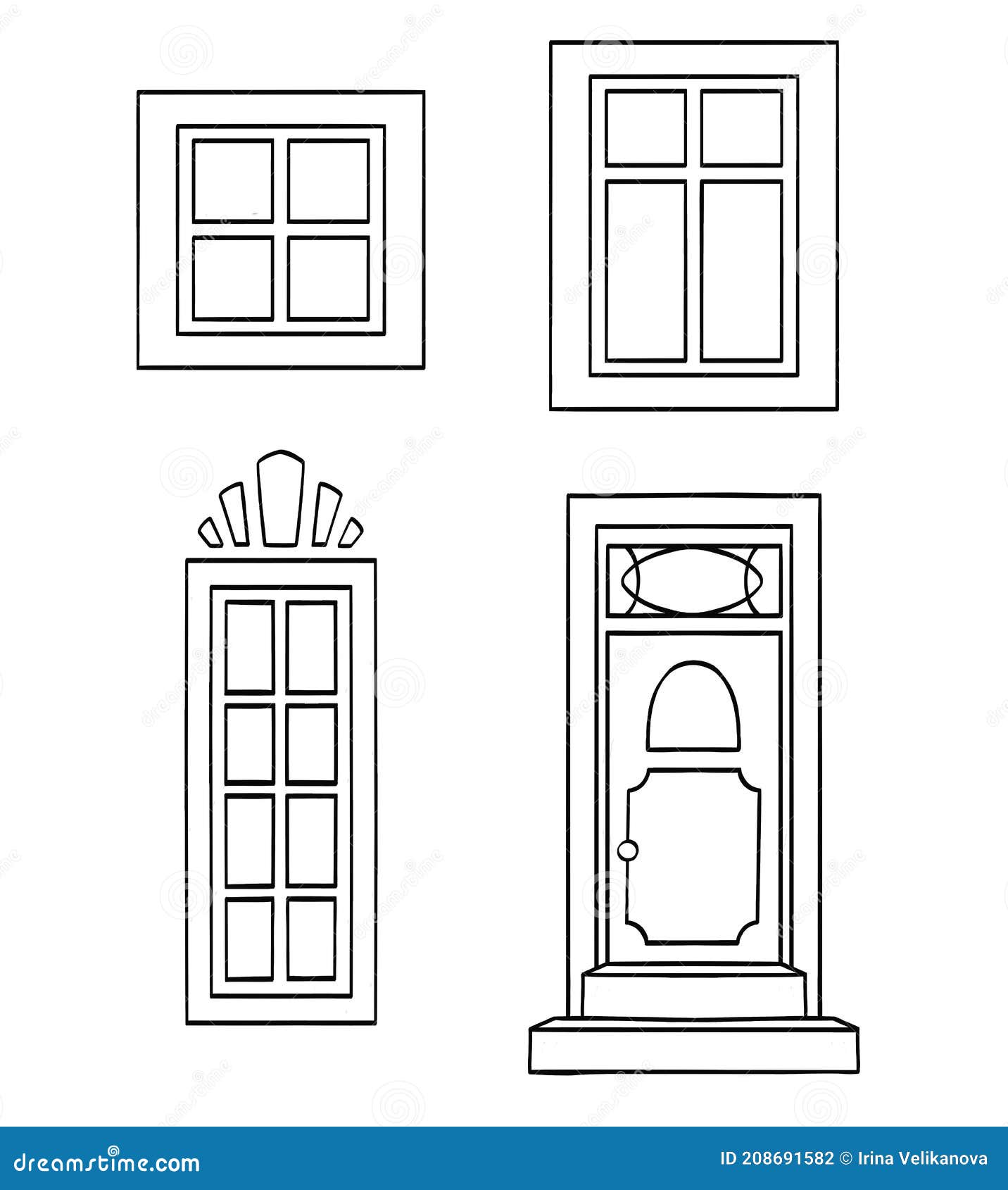 Vector Icons Set of Different Types of Windows Stock Vector ...