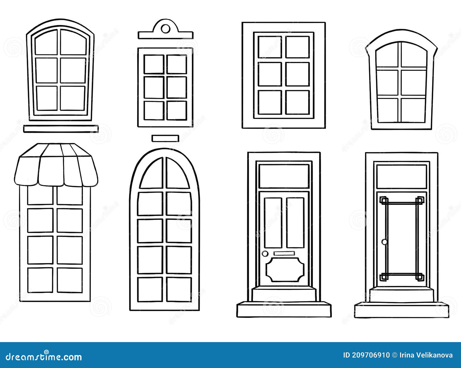 Vector Icons Set of Different Types of Windows Stock Illustration ...