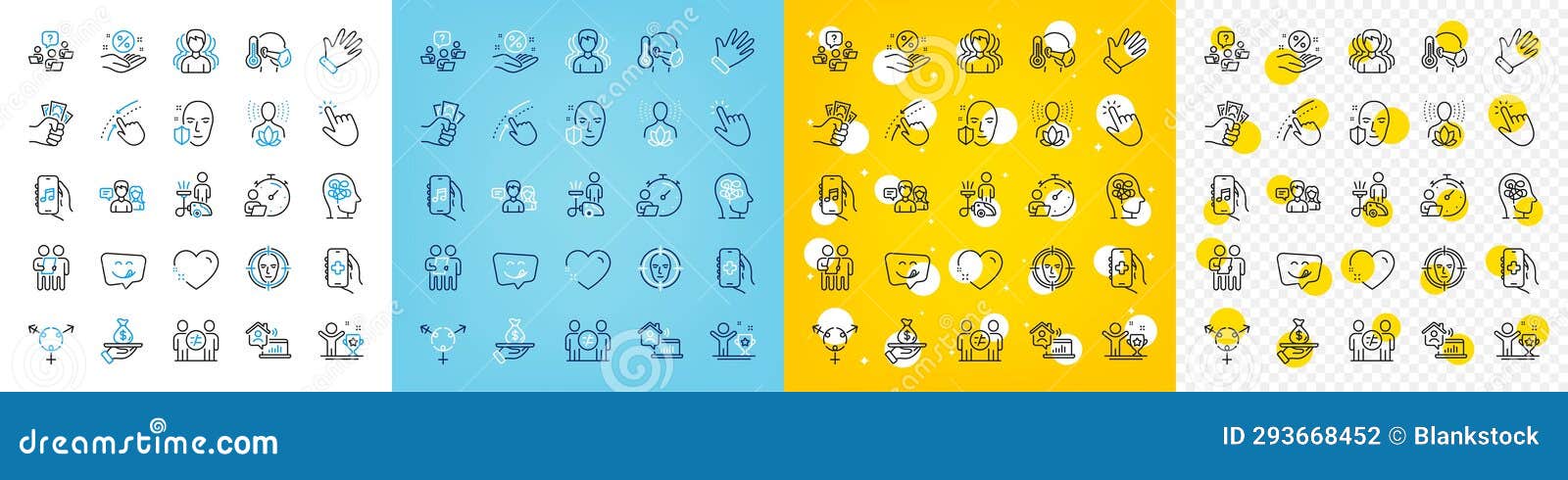 Vector Icons Set of Hand, Sick Man and Cleaning Line Icons. for Web App ...