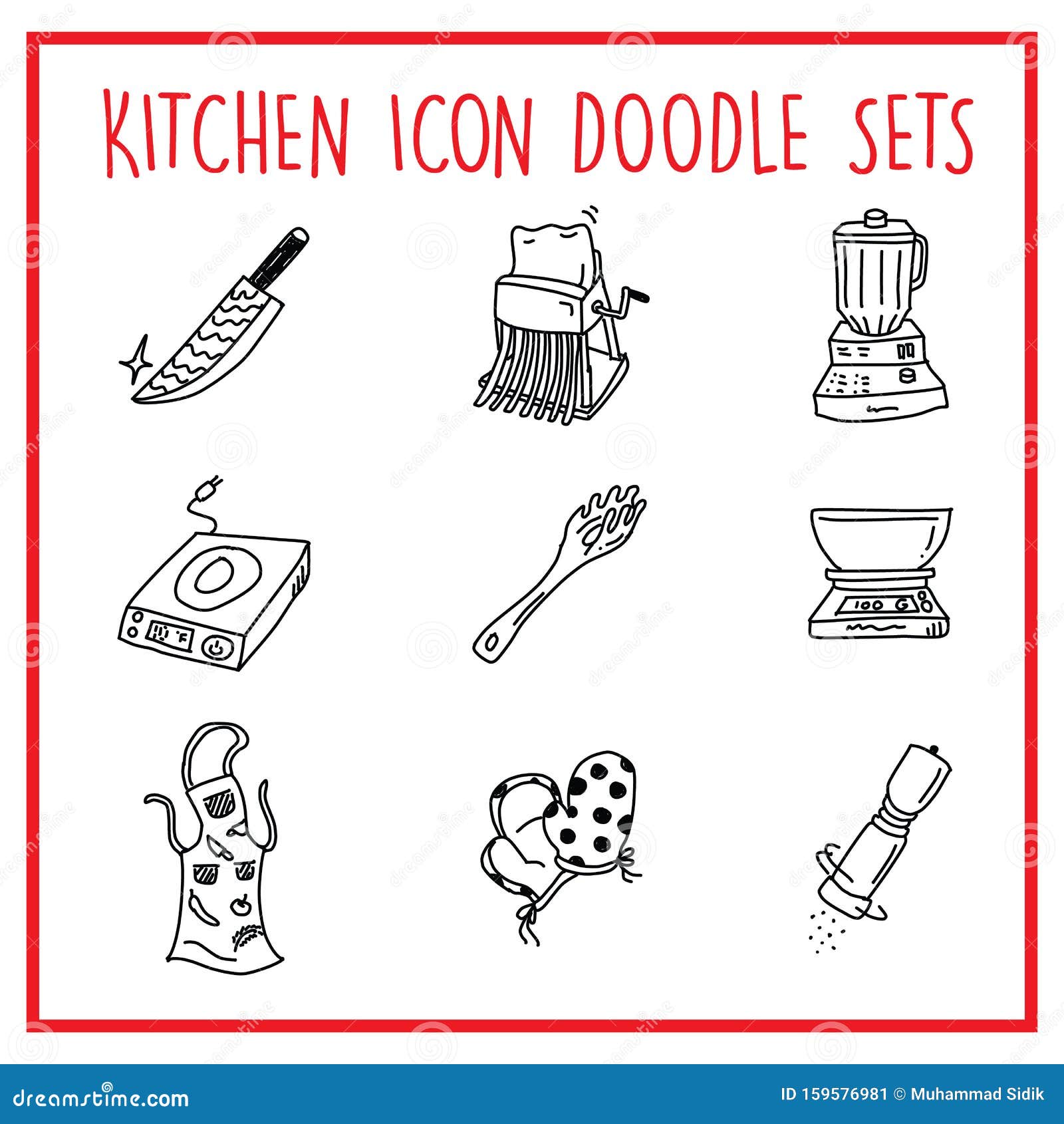 Kitchen Icon Doodle Packs stock illustration. Illustration of furniture ...