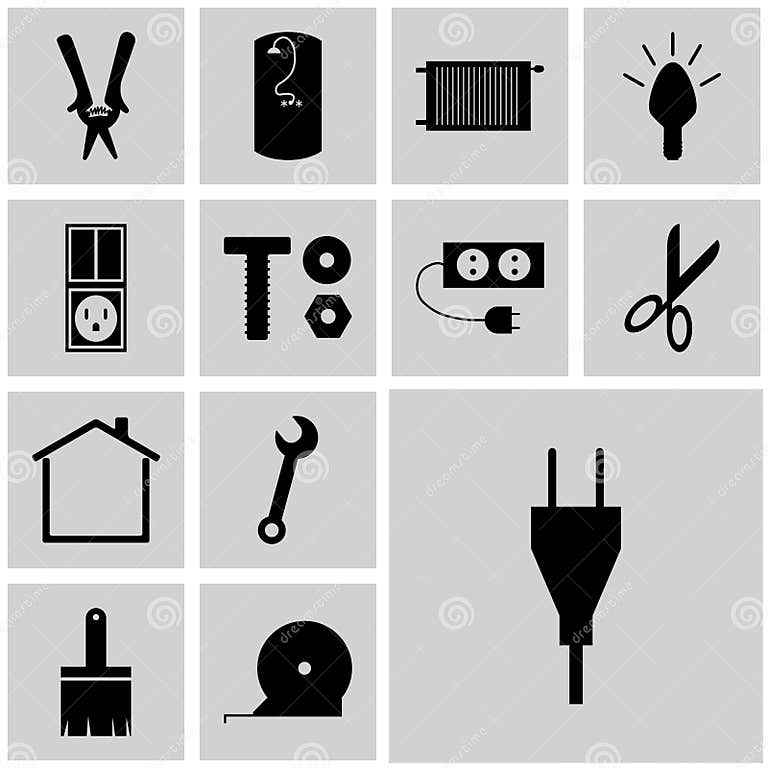 Vector Icons Set Refit/ Vector Icon Power, Plug, Stock Vector ...