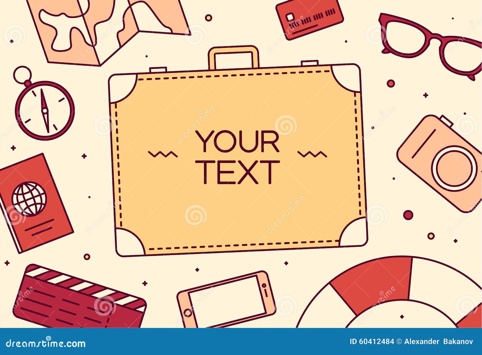 Vector Icons Set Travel Tool Top View Linear Style Stock Vector ...